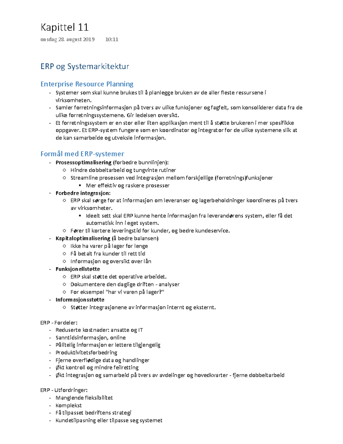 Kapittel 11 - Notater - Warning: TT: undefined function: 32 ZW ŽŐ ^LJƐƚĞŵĂƌŬŝƚĞŬƚƵƌ - StuDocu