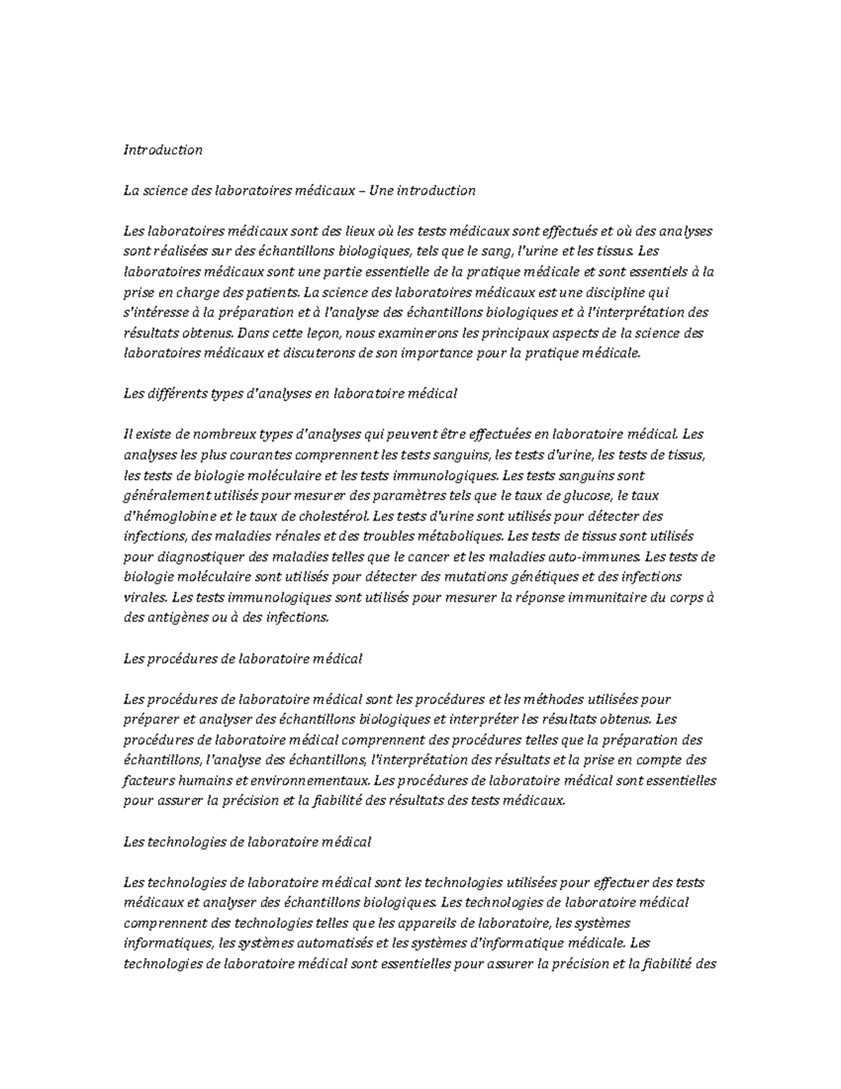 Medical Laboratory Science Study Notes - CHEM 233 - UIC - Studocu