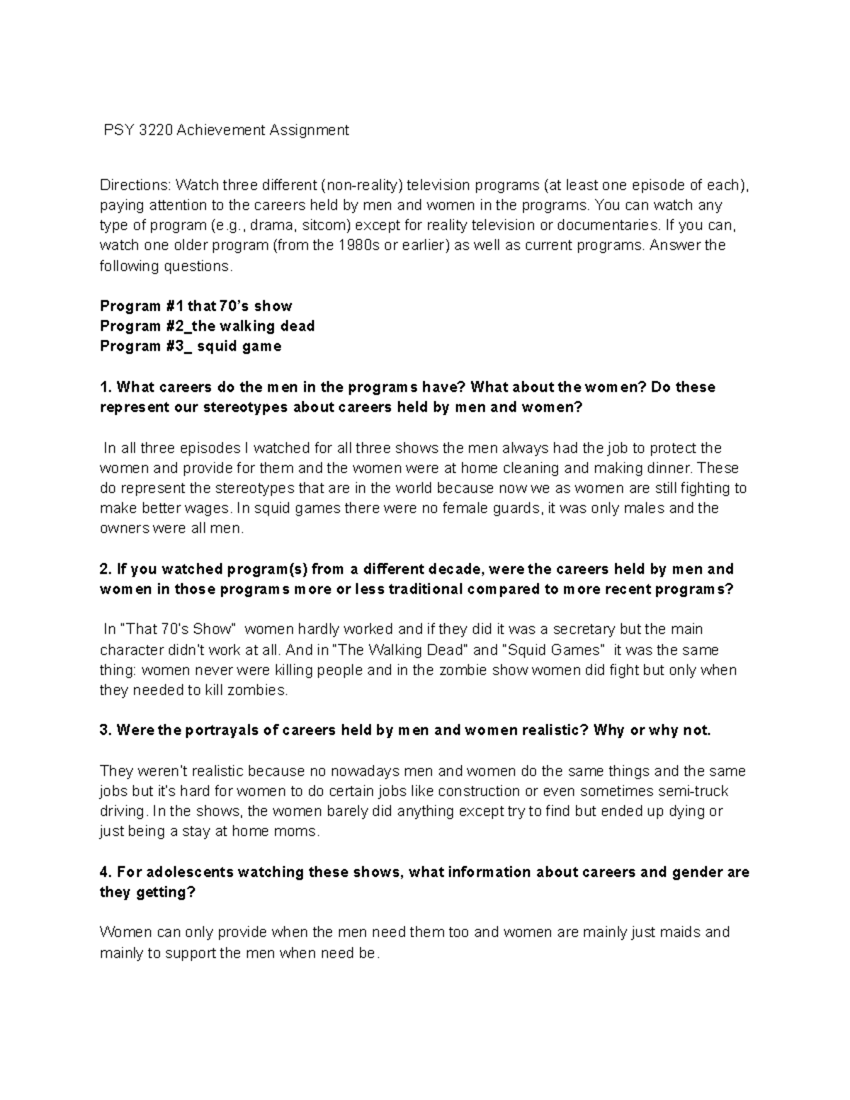 Achievement Assignment - PSY 322 - Oakland University - Studocu