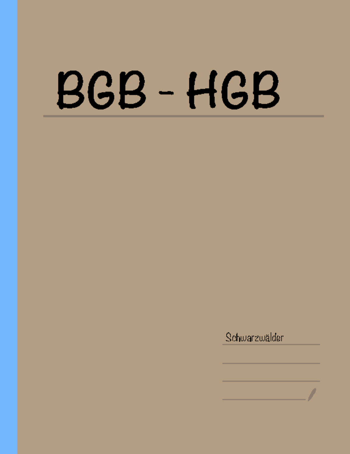 BBGB HGB Schwarzwälder - BGB - HGB Schwarzwälder Einführung- Grundlagen ...