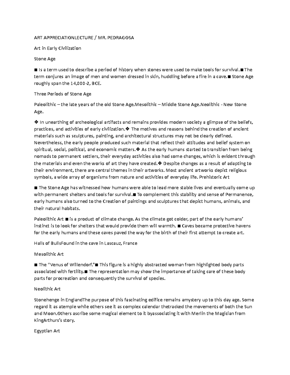 ART Appreciation - reviewer midterms - ART APPRECIATIONLECTURE / MR ...
