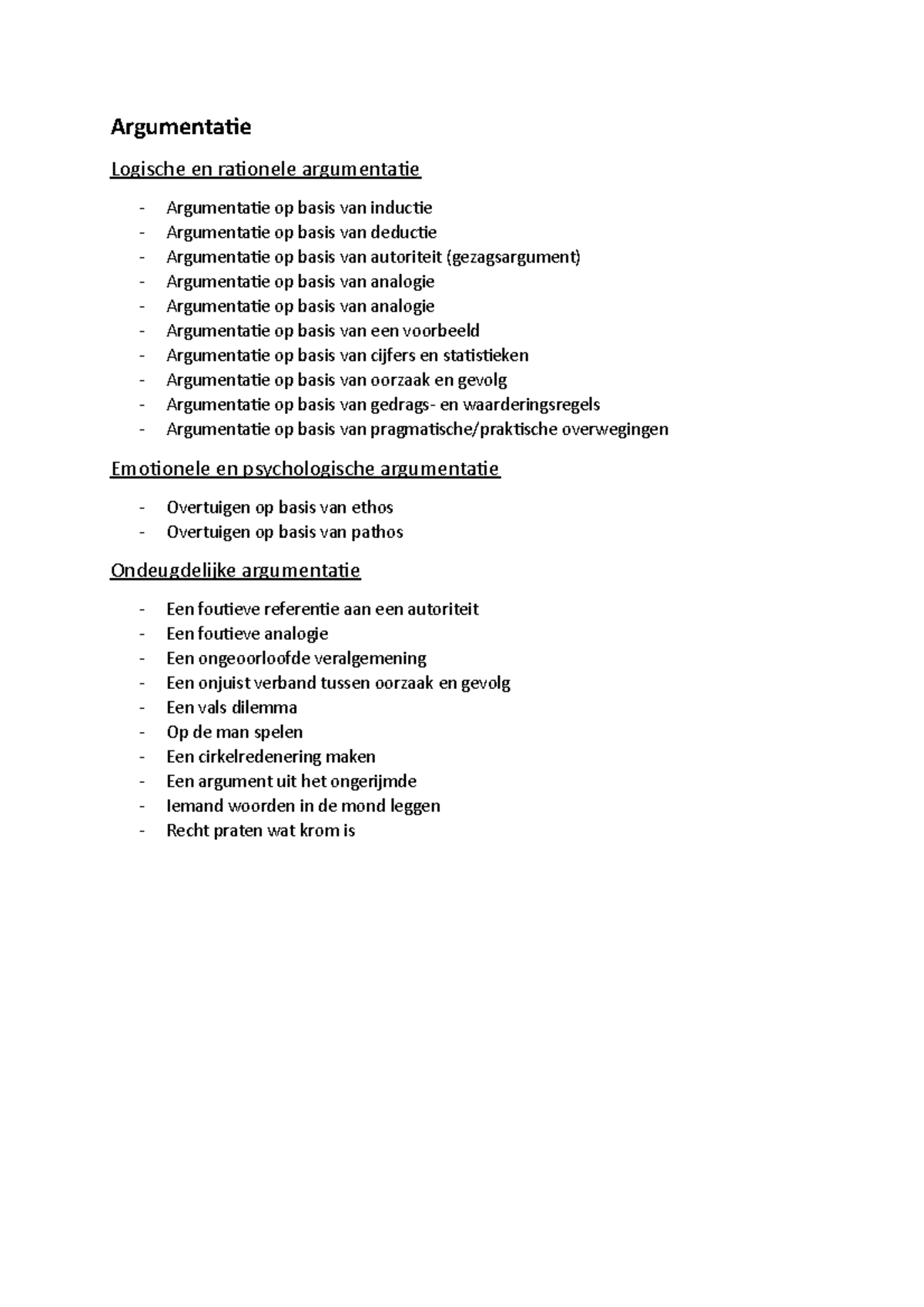 Argumentatie - Argumentatie Logische en rationele argumentatie ...