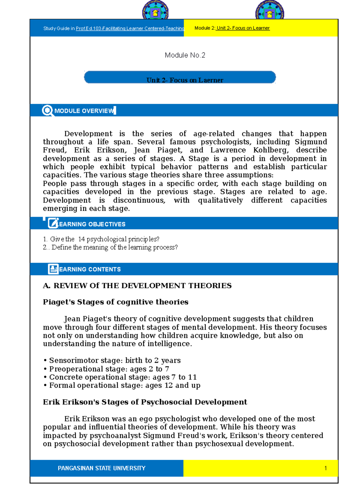 Module-2-faci - Education Students - Module No. Unit 2- Focus on ...