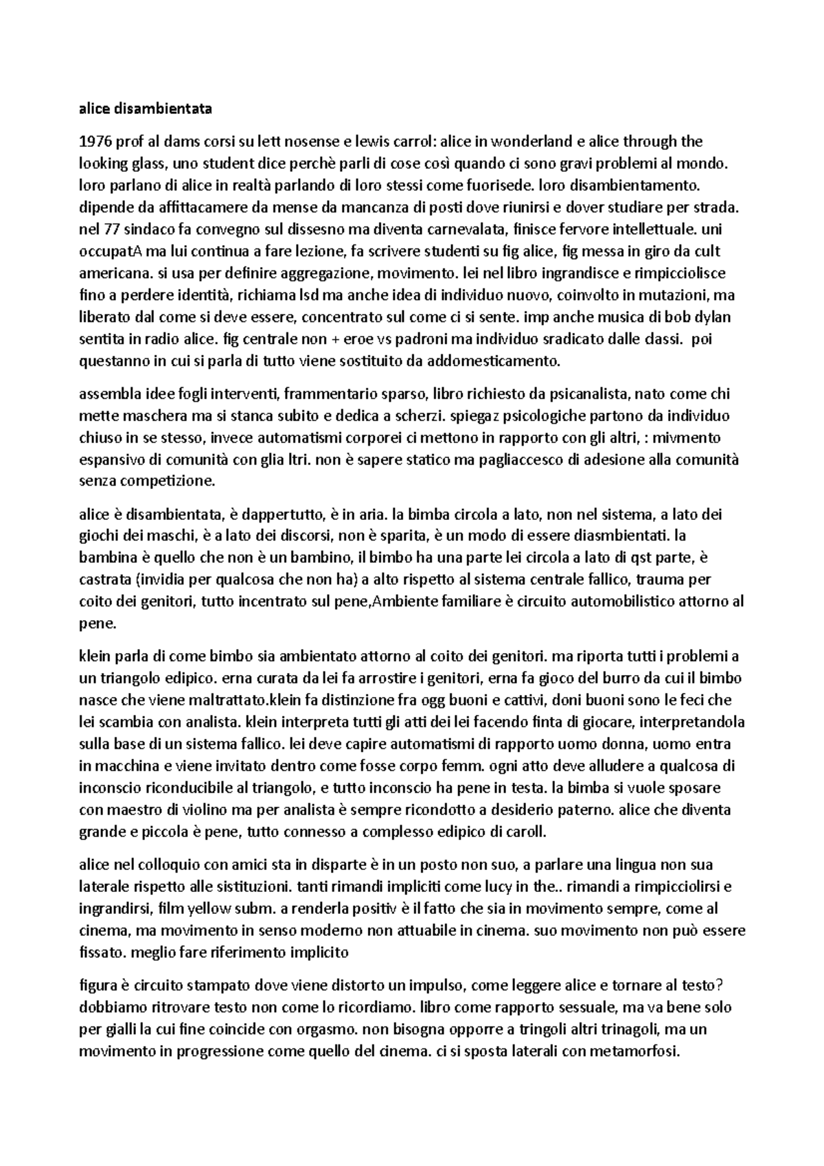 Alice disambientata Celati riassunto - alice disambientata 1976 prof al ...