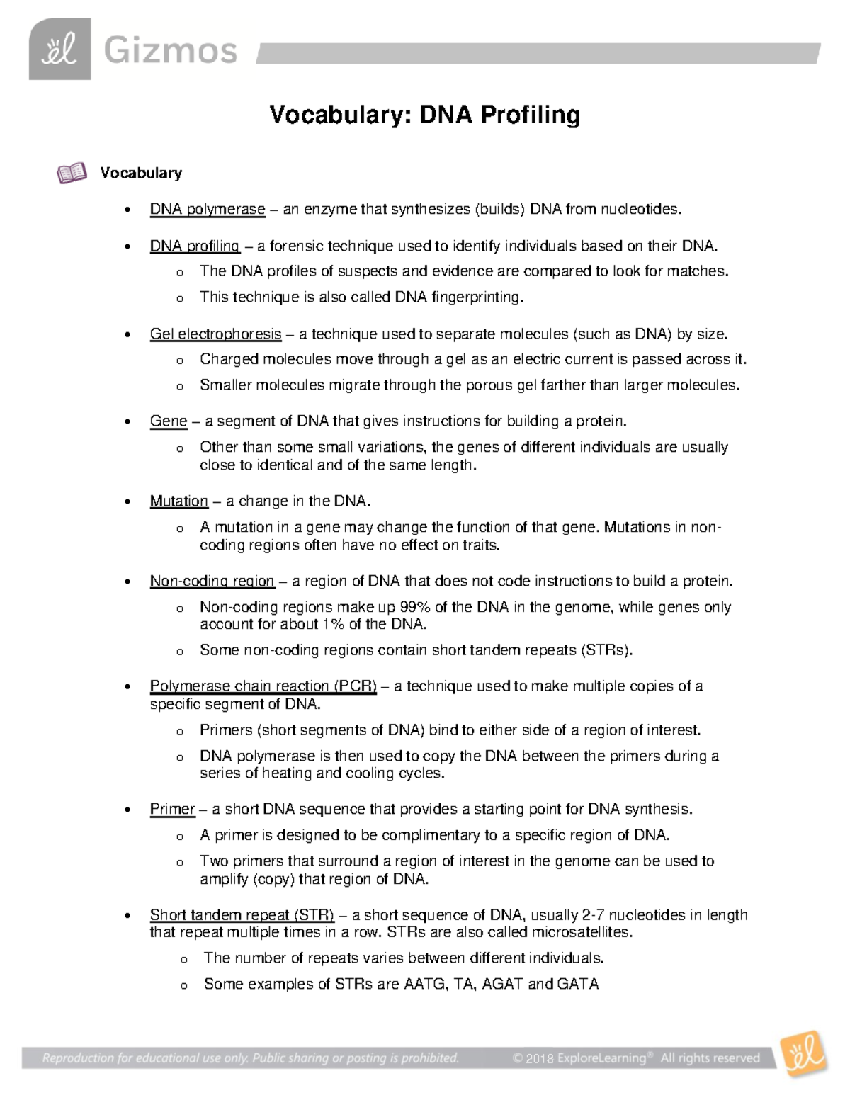 DNAProfiling Vocab - Yass yas - 2018 Vocabulary: DNA Profiling ...