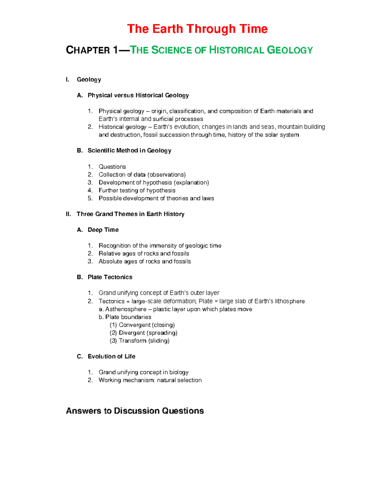 Ch01 The Science of Historical Geology Notes - The Earth Through Time ...