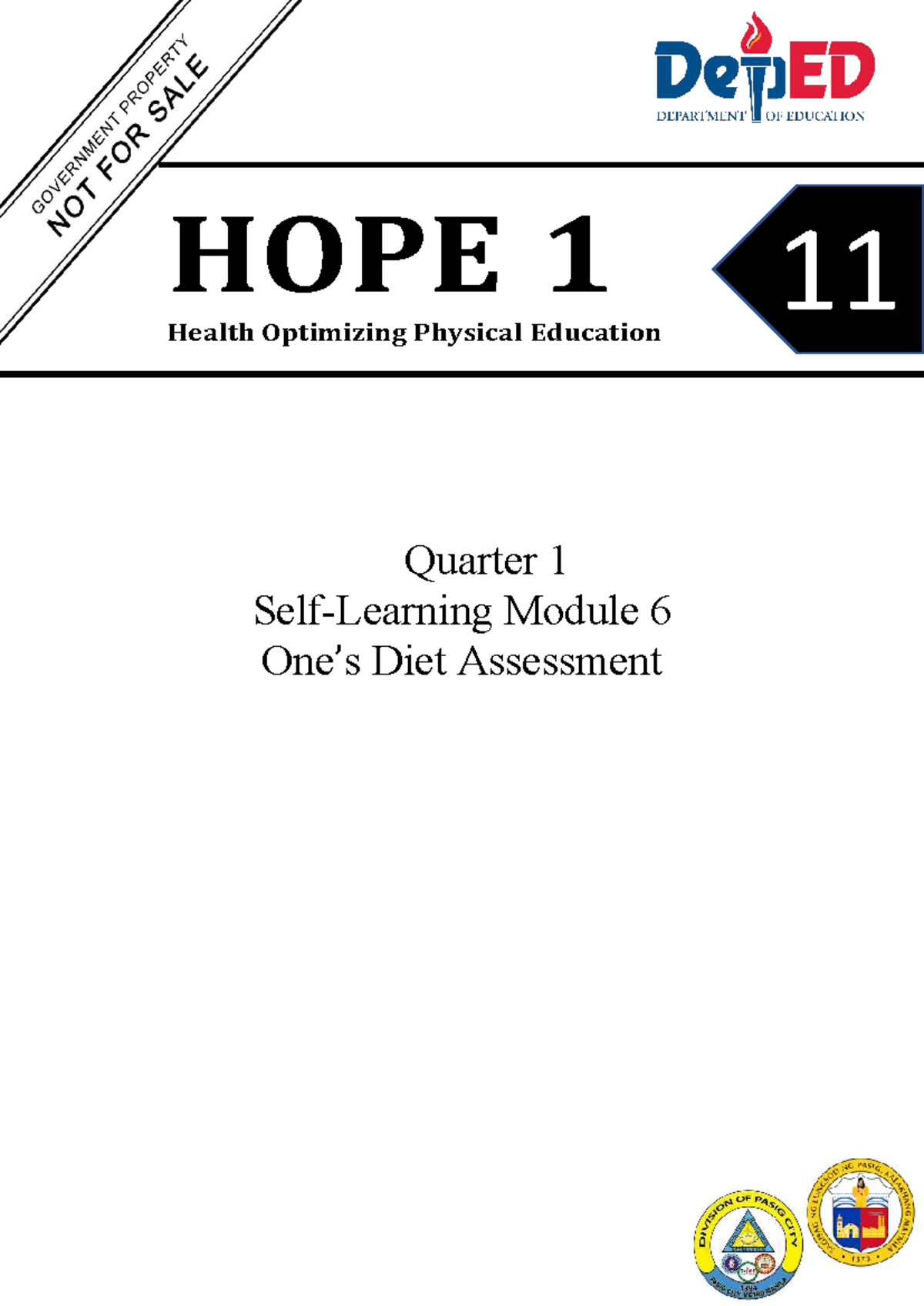HOPE 1 Q1 M6 - This will help u guys - Quarter 1 Self-Learning Module 6 ...