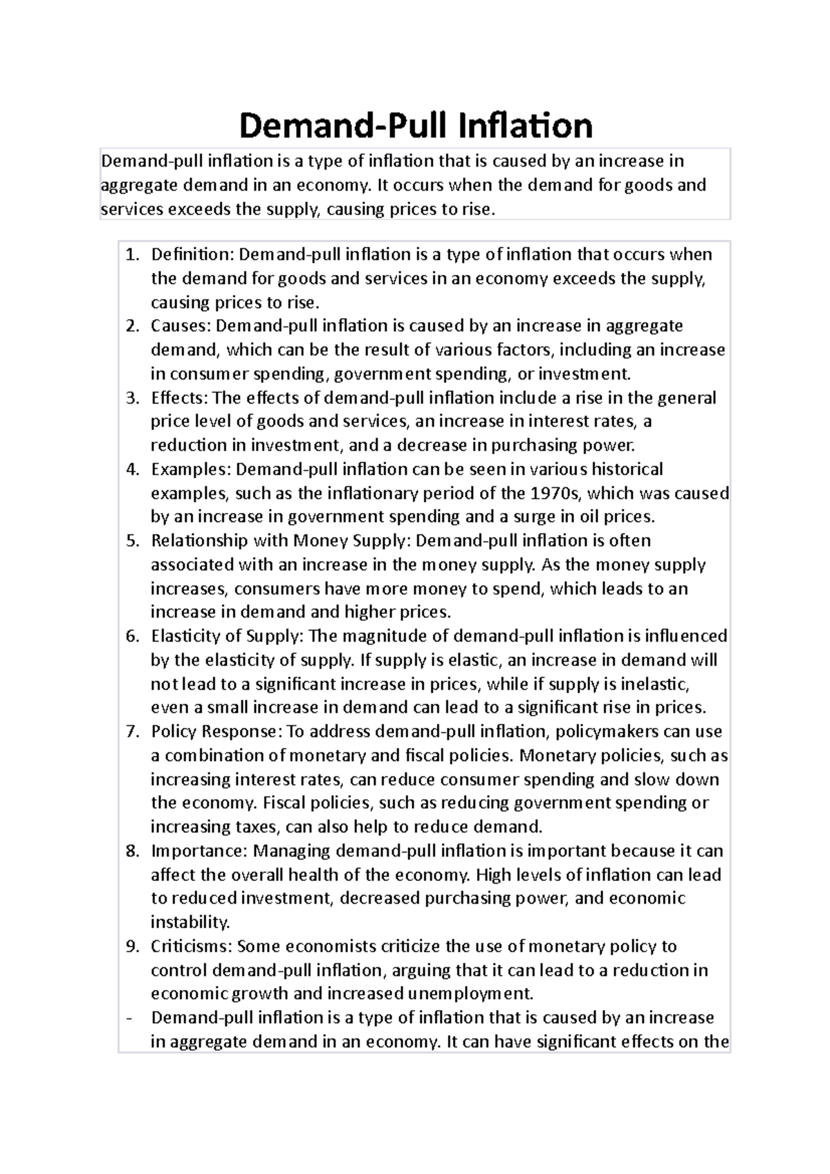 Demand-Pull Inflation - Demand-Pull Inflation Demand-pull inflation is ...