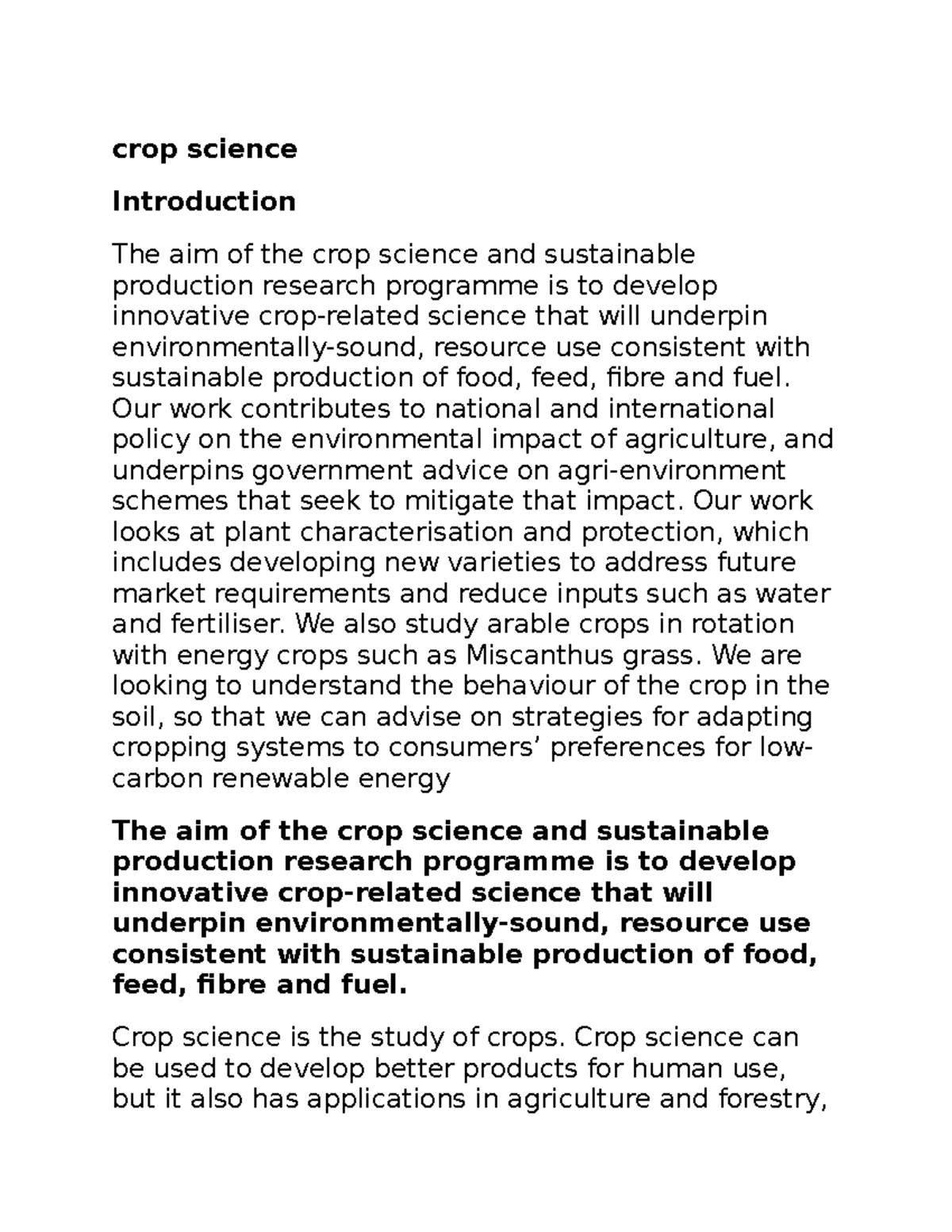 Strategies for adapting cropping systems - crop science Introduction ...