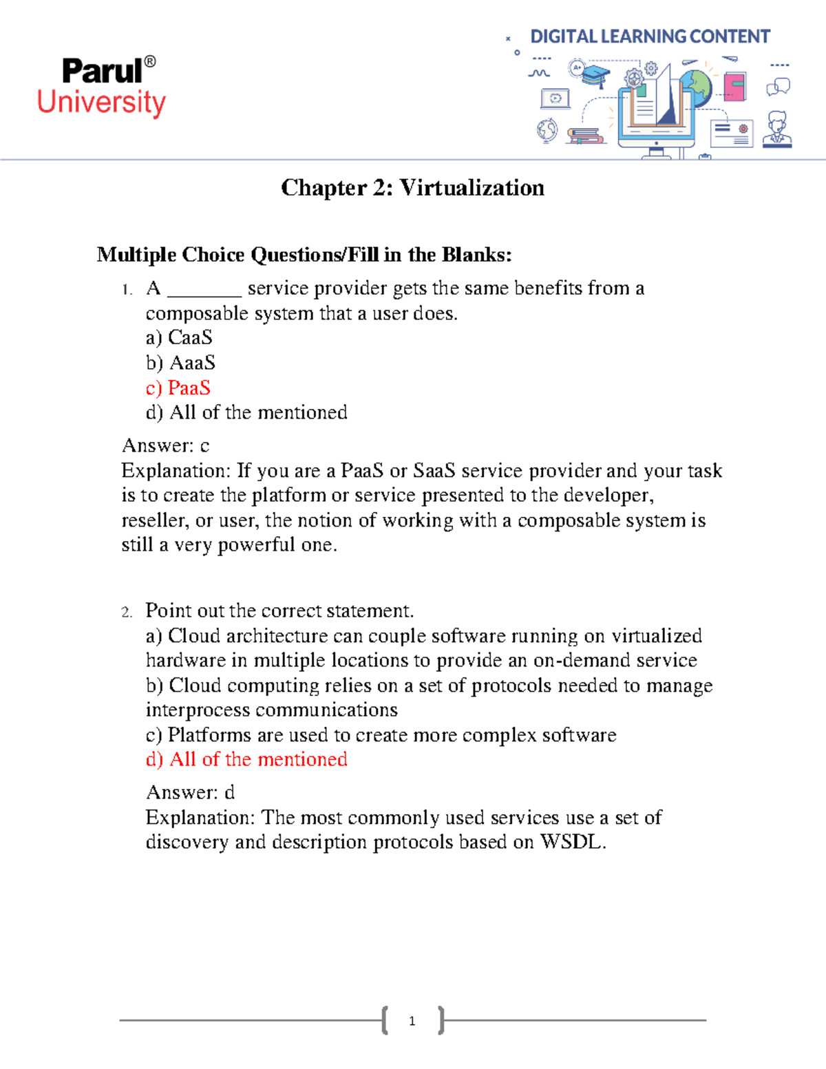 CC - Ch. 2 (Assessment) - cloud computing - Chapter 2: Virtualization ...