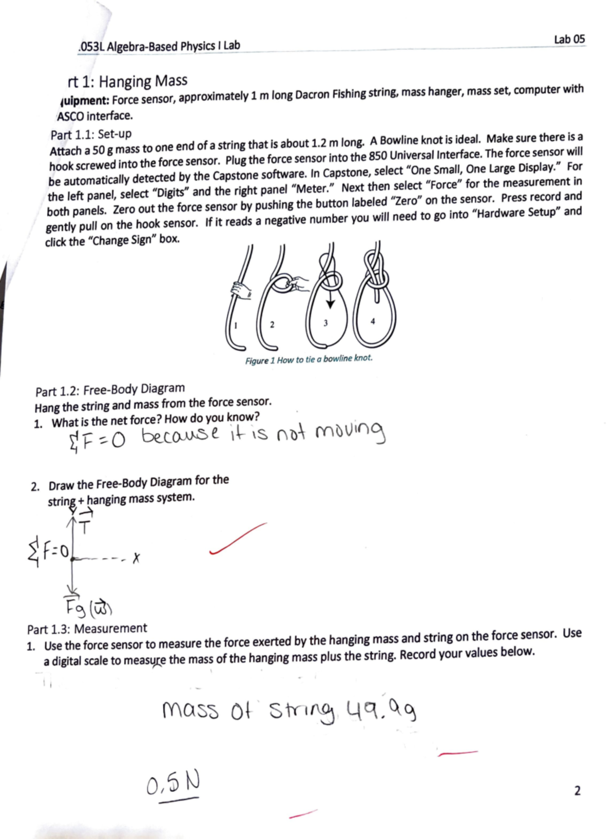 Lab 5 Acceleration and Force - .053L Algebra_::!3ased Physics I Lab Lab ...