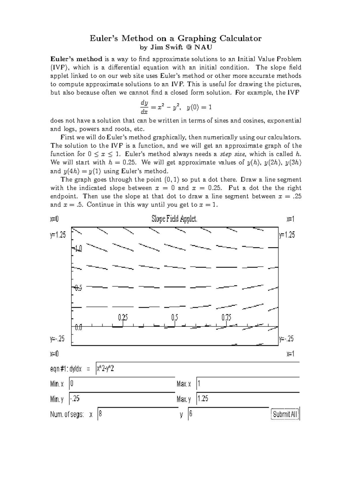 Euler’s Method On A Graphing Calculator - Euler’s Method on a Graphing ...