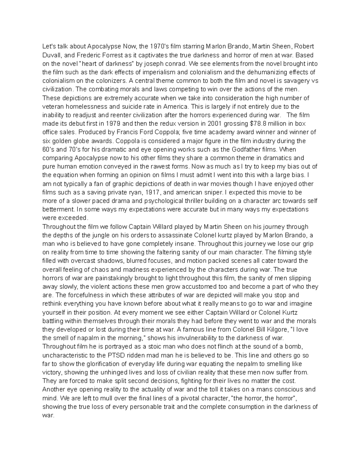 Movie Review - Example of discussions and assignments we complete in ...