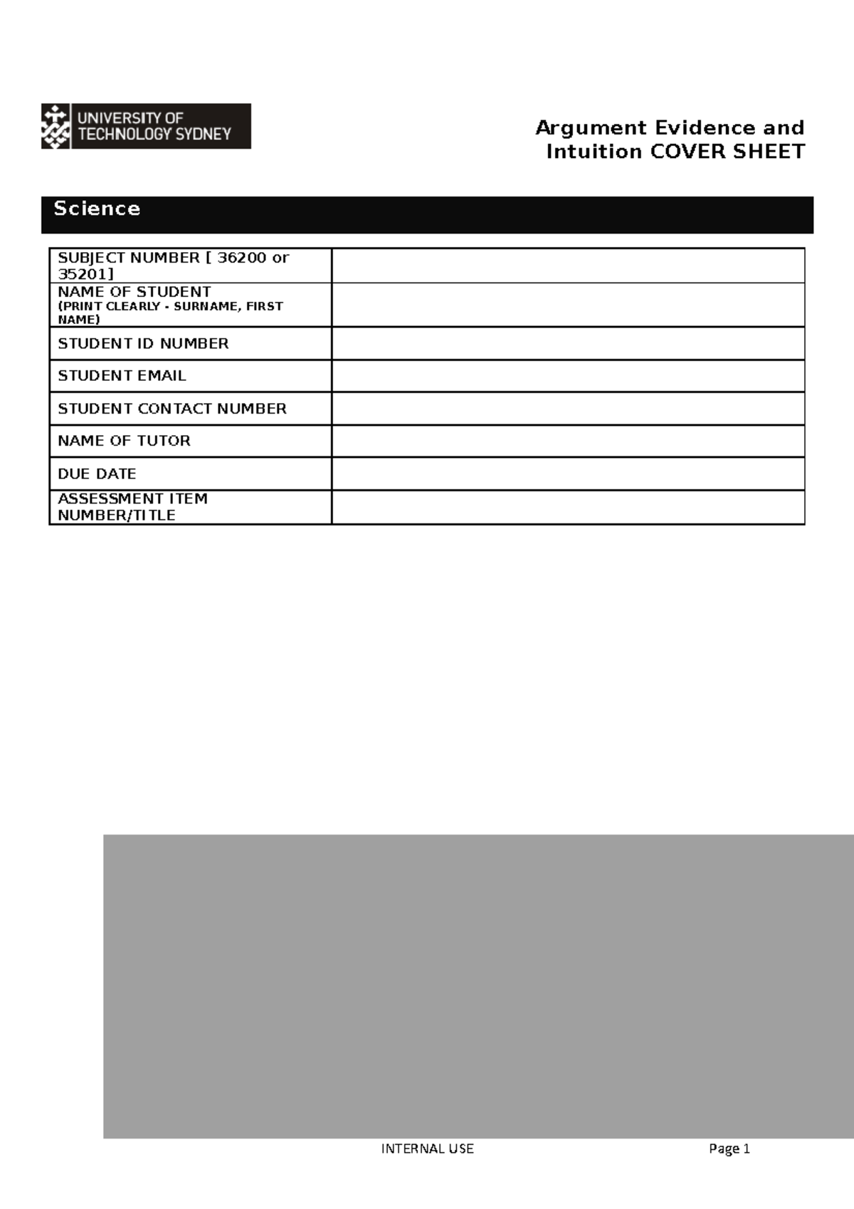 AEI-eassignment-cover - Argument Evidence and Intuition COVER SHEET ...