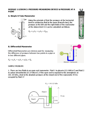 Module 1 Lesson 4 - Notes - MODULE 1 LESSON 4: PRESSURE VARIATION IN ...