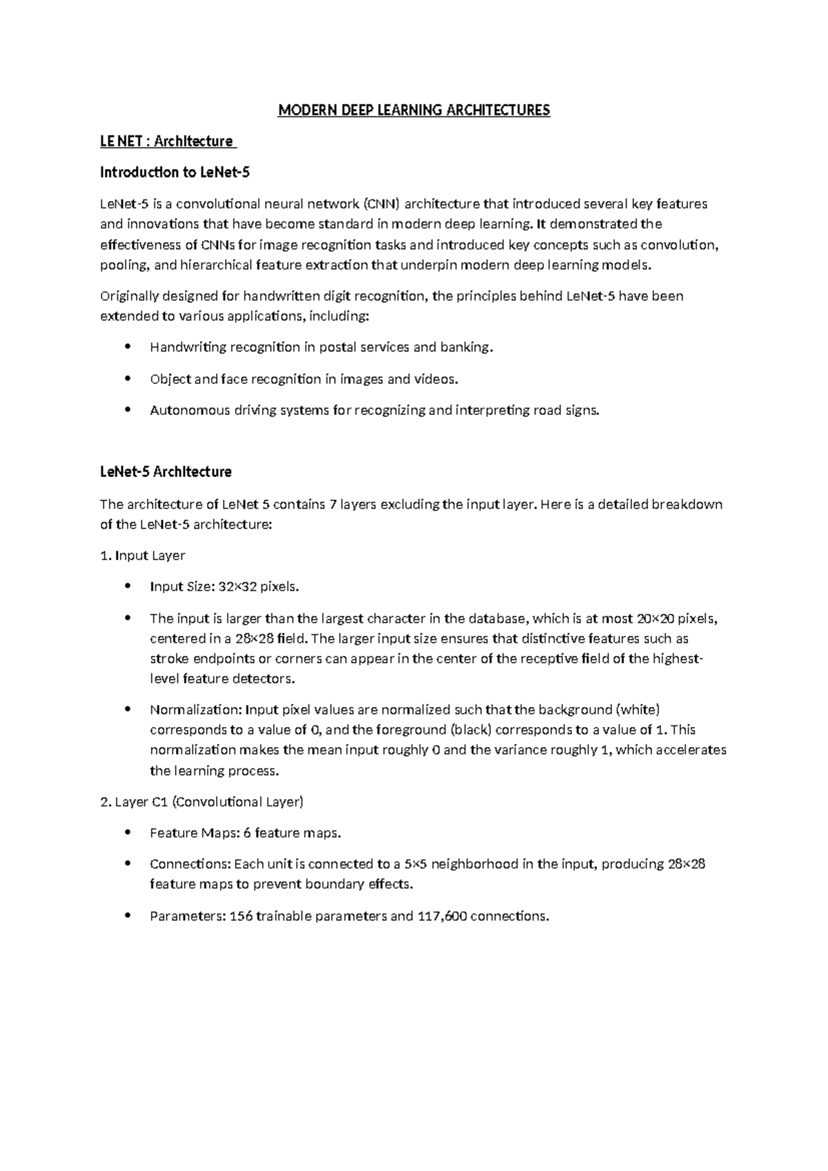 Dl ass 737 - Short summary of concepts - MODERN DEEP LEARNING ARCHITECTURES LE NET ...