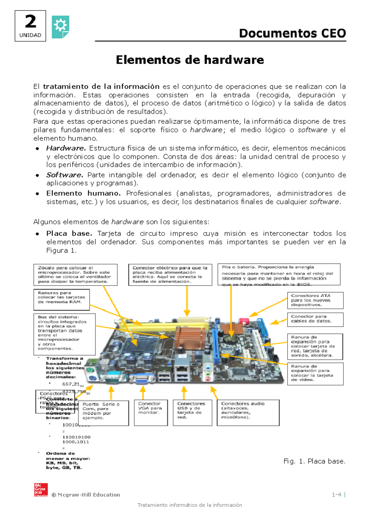 UD 2 - Elementos de hardware - Elementos de hardware El tratamiento de ...