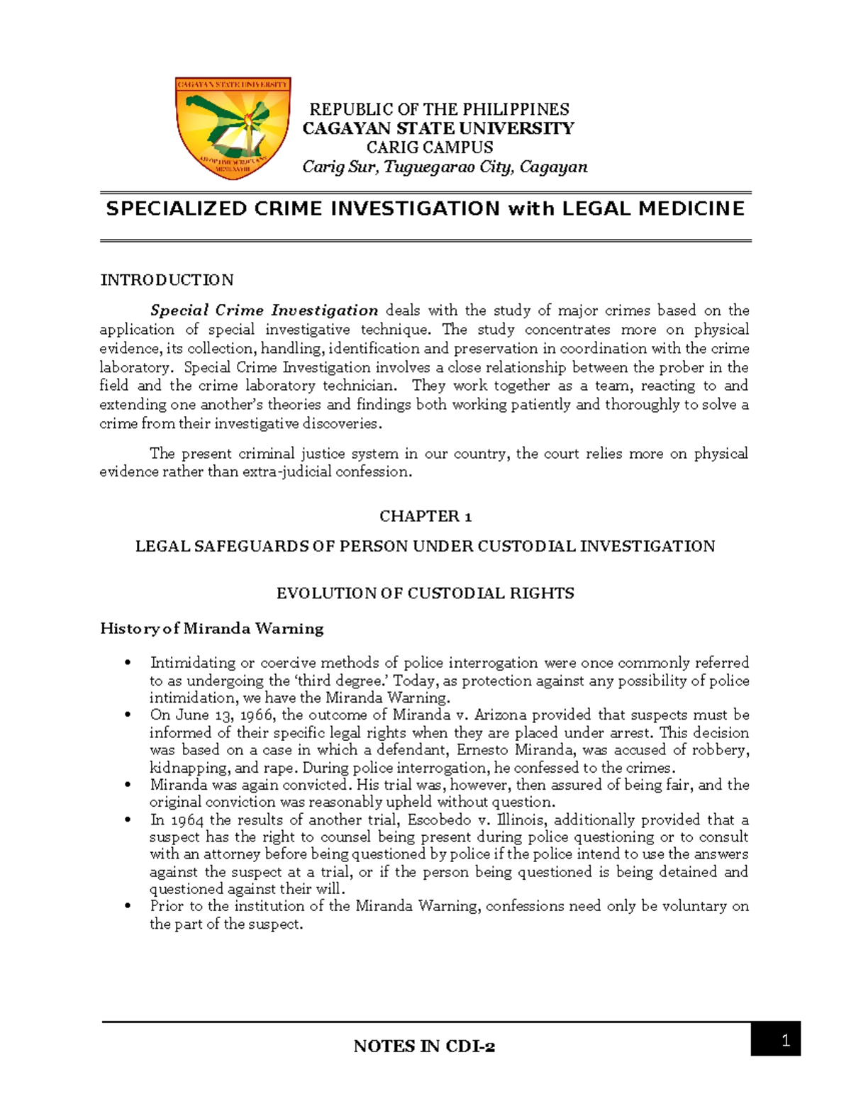 Lecture Notes CDI 102 Updated April 17 2024 - REPUBLIC OF THE ...