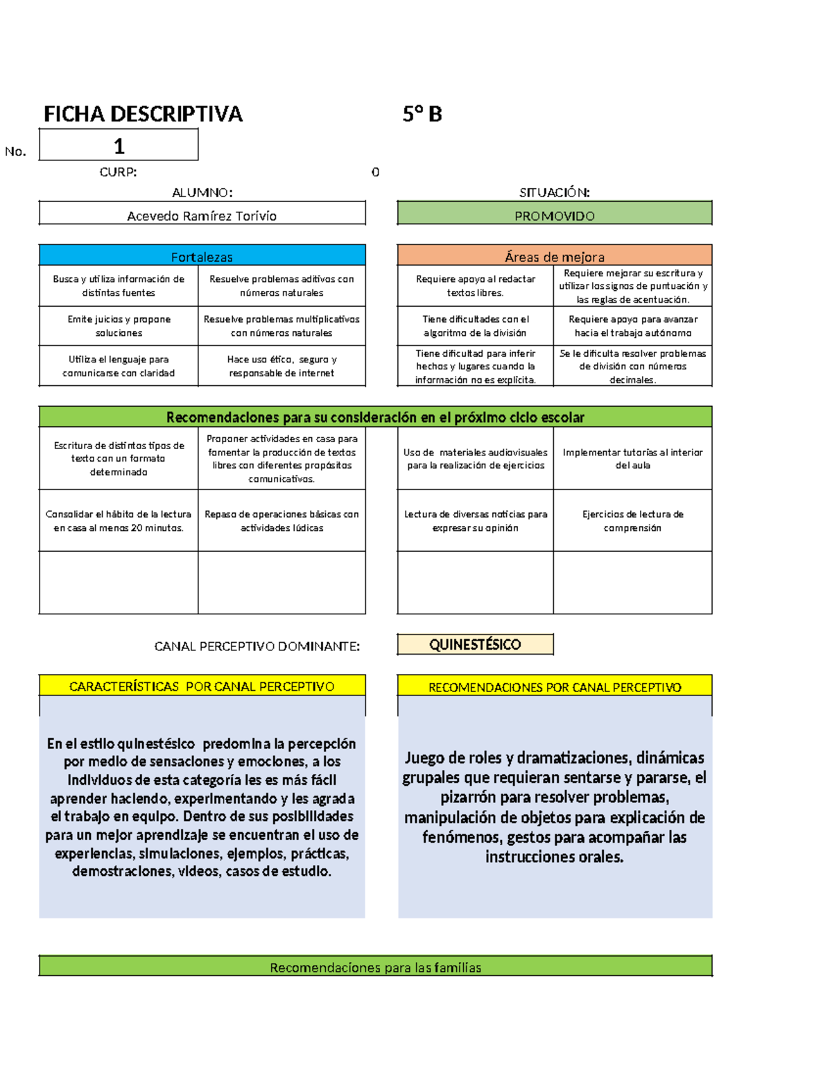 Ficha Descriptivas 5°B - FICHA DESCRIPTIVA 5° B No. 1 CURP: 0 ALUMNO ...