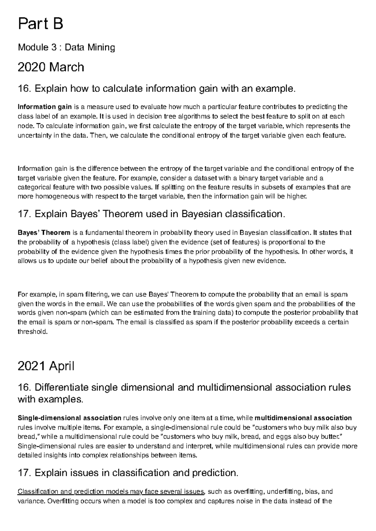 Mod 3 - Data mining notes - Part B Module 3 : Data Mining 2020 March 16 ...
