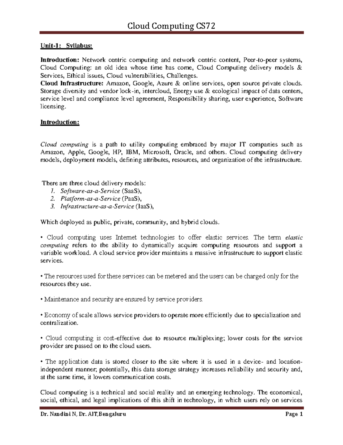 550289353-UNIT-1-Introduction-Cloud-Infrastructure - Unit- 1 : Syllabus: Introduction: Network ...