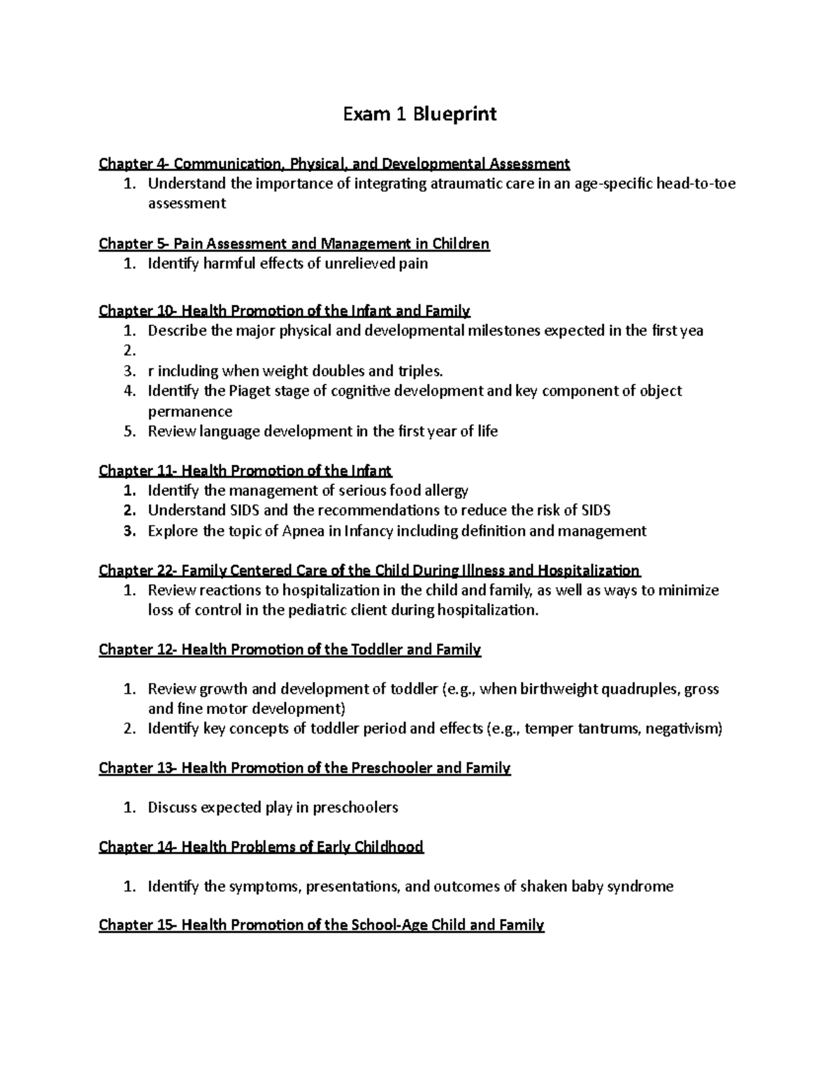 Exam 1 Blueprint - Lecture notes 1-4 - Exam 1 Blueprint Chapter 4 ...