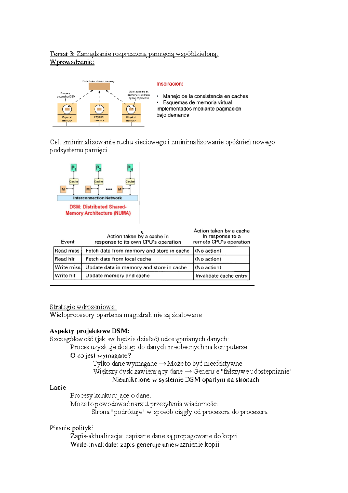 SD T3 Apunts Polska pdf calculo - Temat 3: Zarządzanie rozproszoną pamięcią współdzieloną: - Studocu