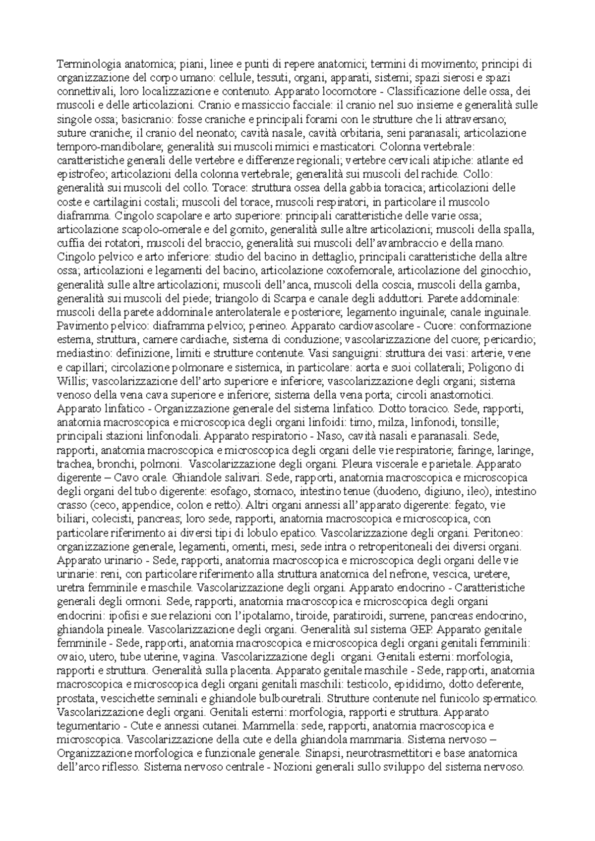 Anatomia-umana - appunti anatomia umana - Terminologia anatomica; piani ...