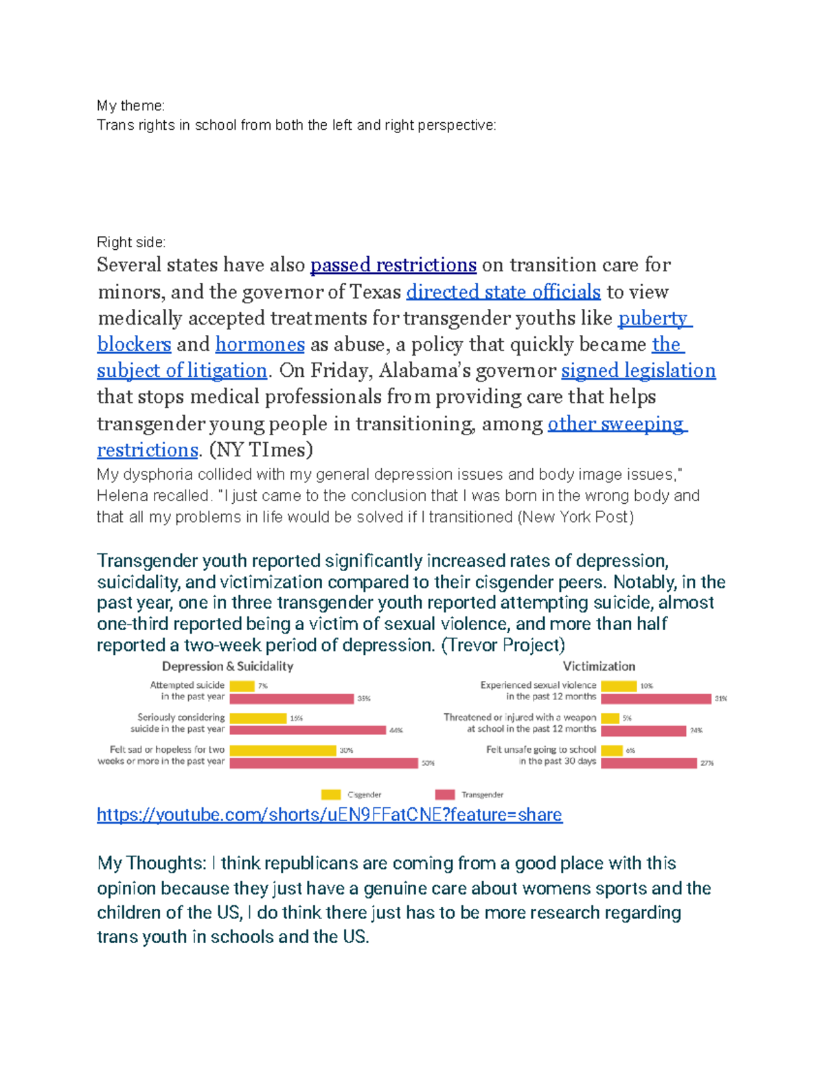 Critical issues project - My theme: Trans rights in school from both the left and right ...
