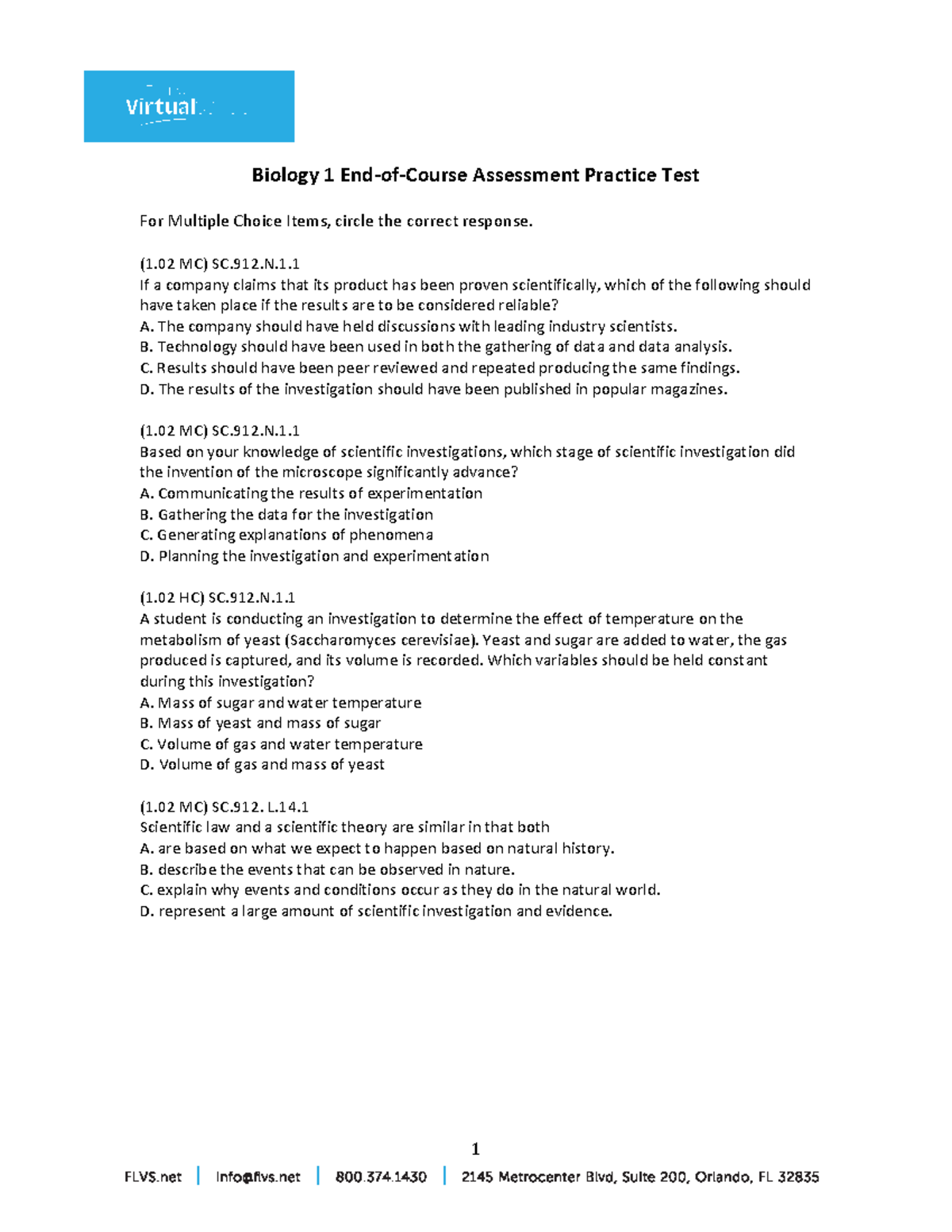 Biology-practice-test - Biology 1 End-­‐of-­‐Course Assessment Practice ...
