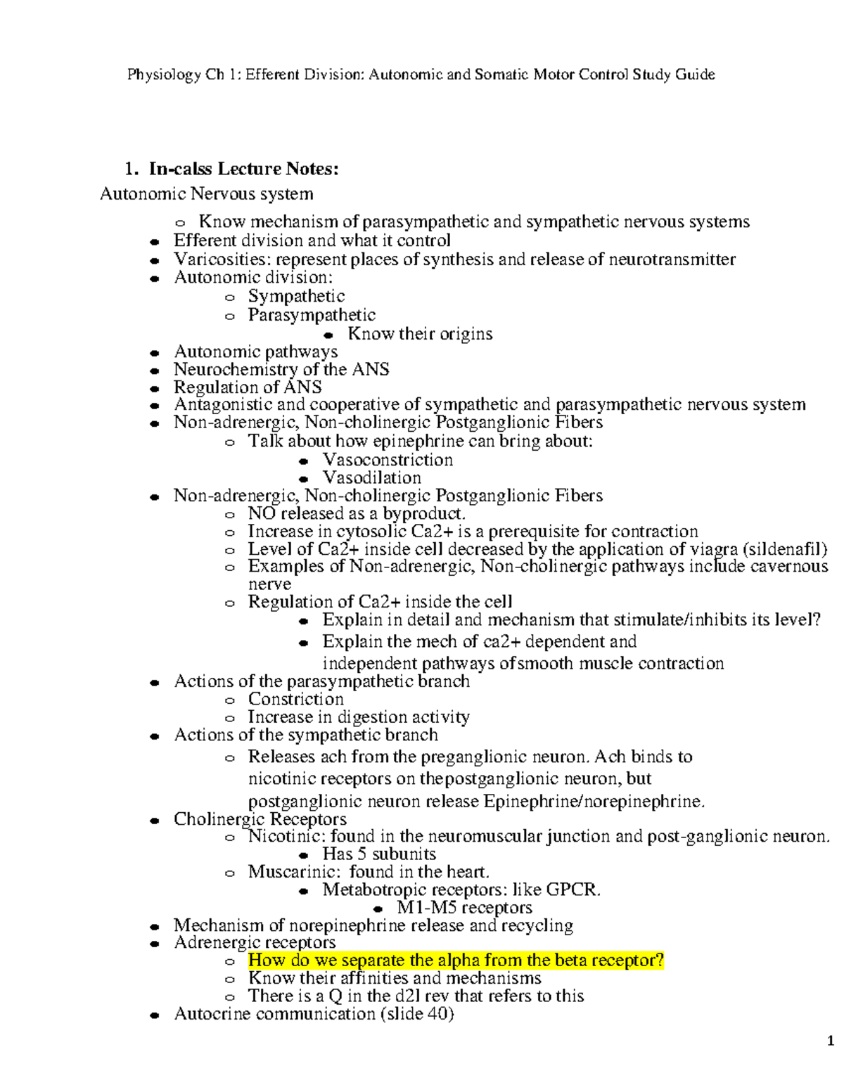 2022 Physiology Ch Efferent Division Autonomic and Somatic Motor ...