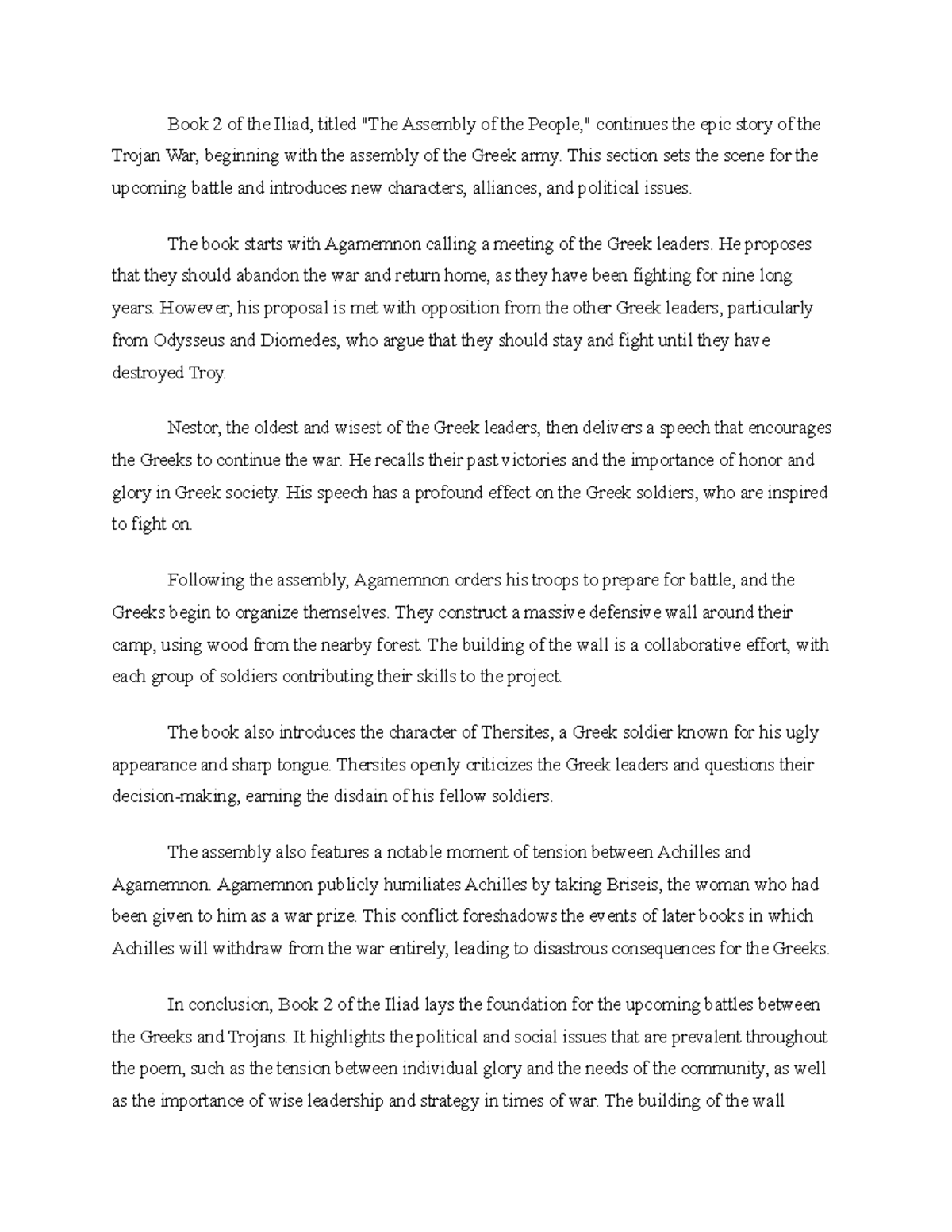 Book 2 of the Iliad Plot Summary - Book 2 of the Iliad, titled "The ...