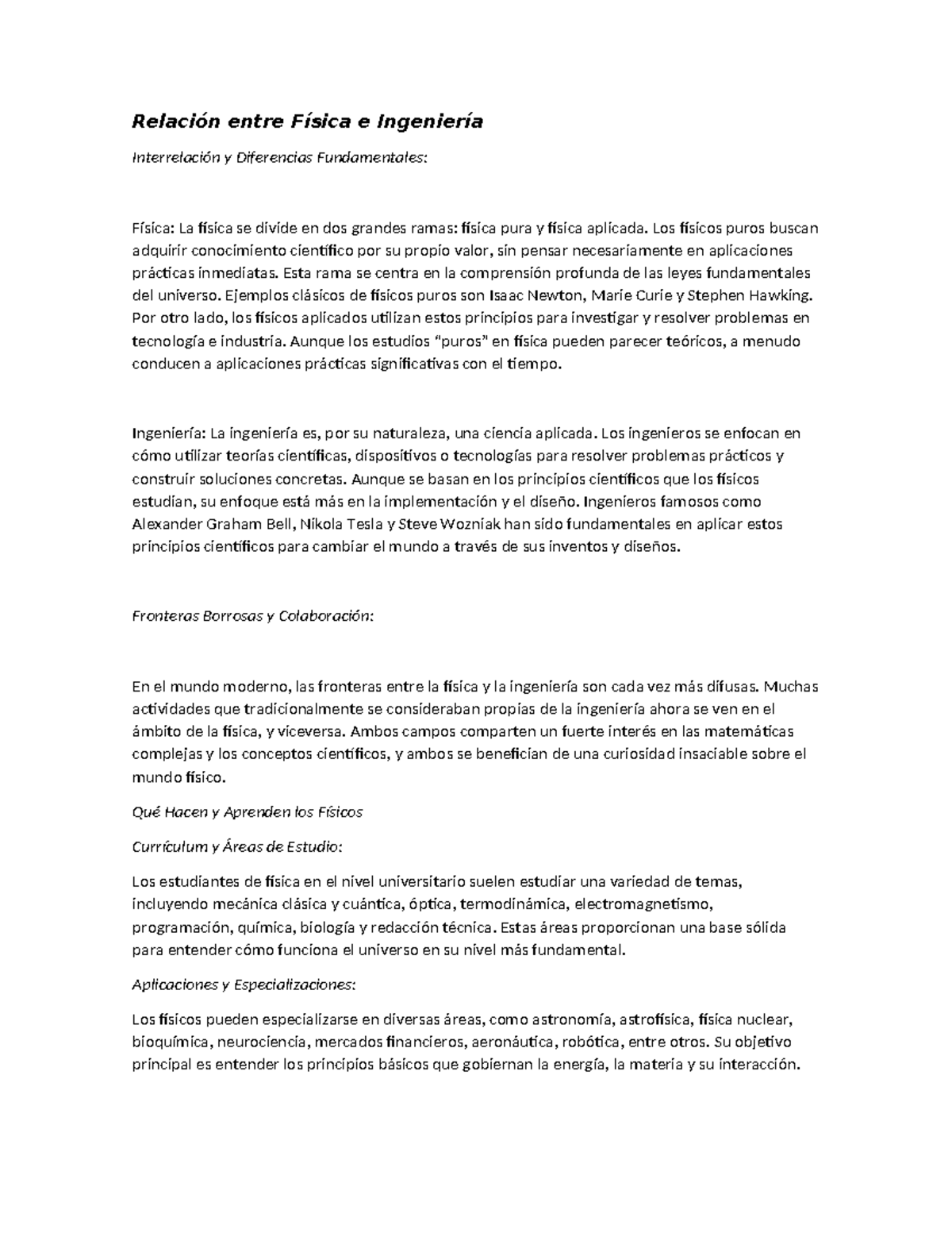 Relación entre Física e Ingeniería - Relación entre Física e Ingeniería ...