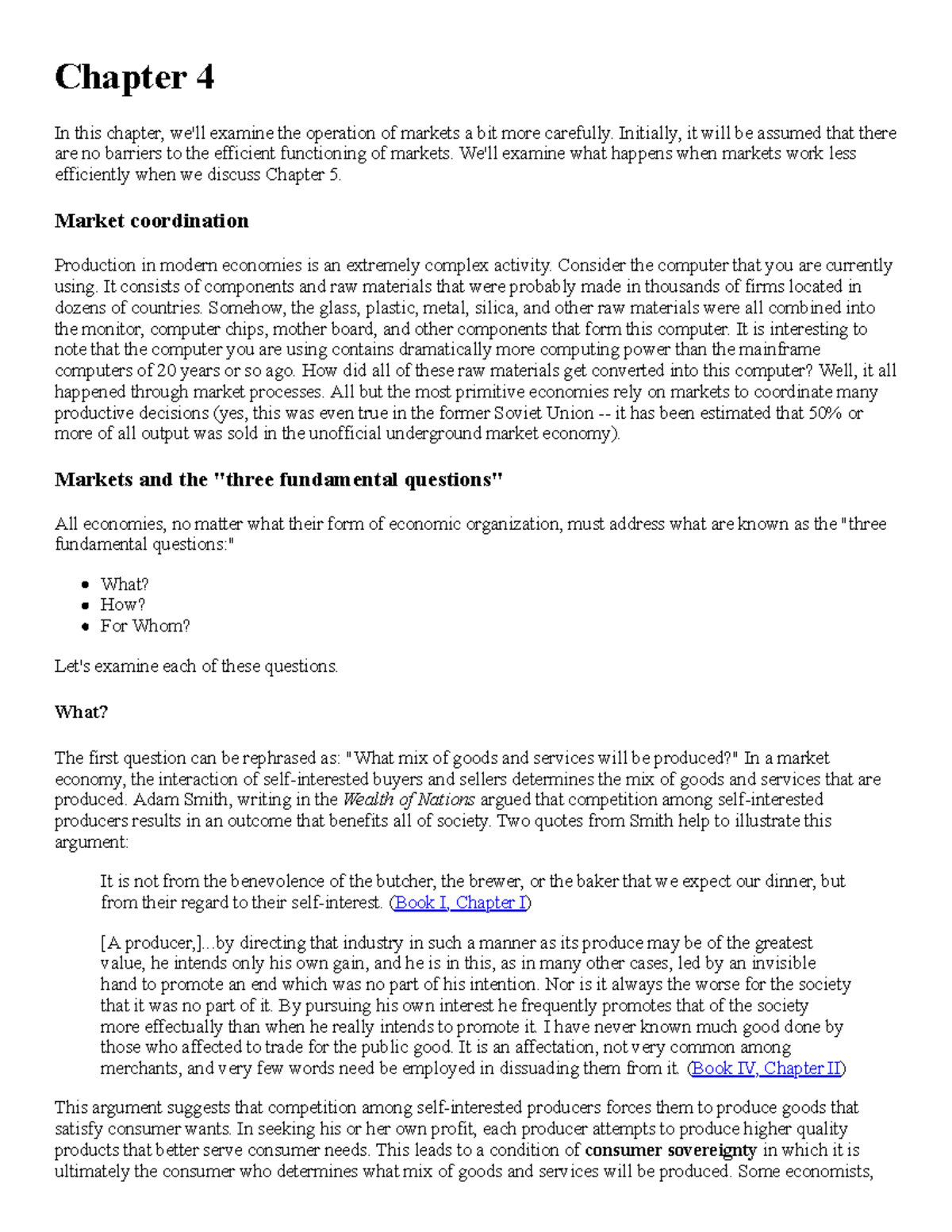 Microeconomics - Chapter 4 - Chapter 4 In this chapter, we'll examine the operation of markets a ...
