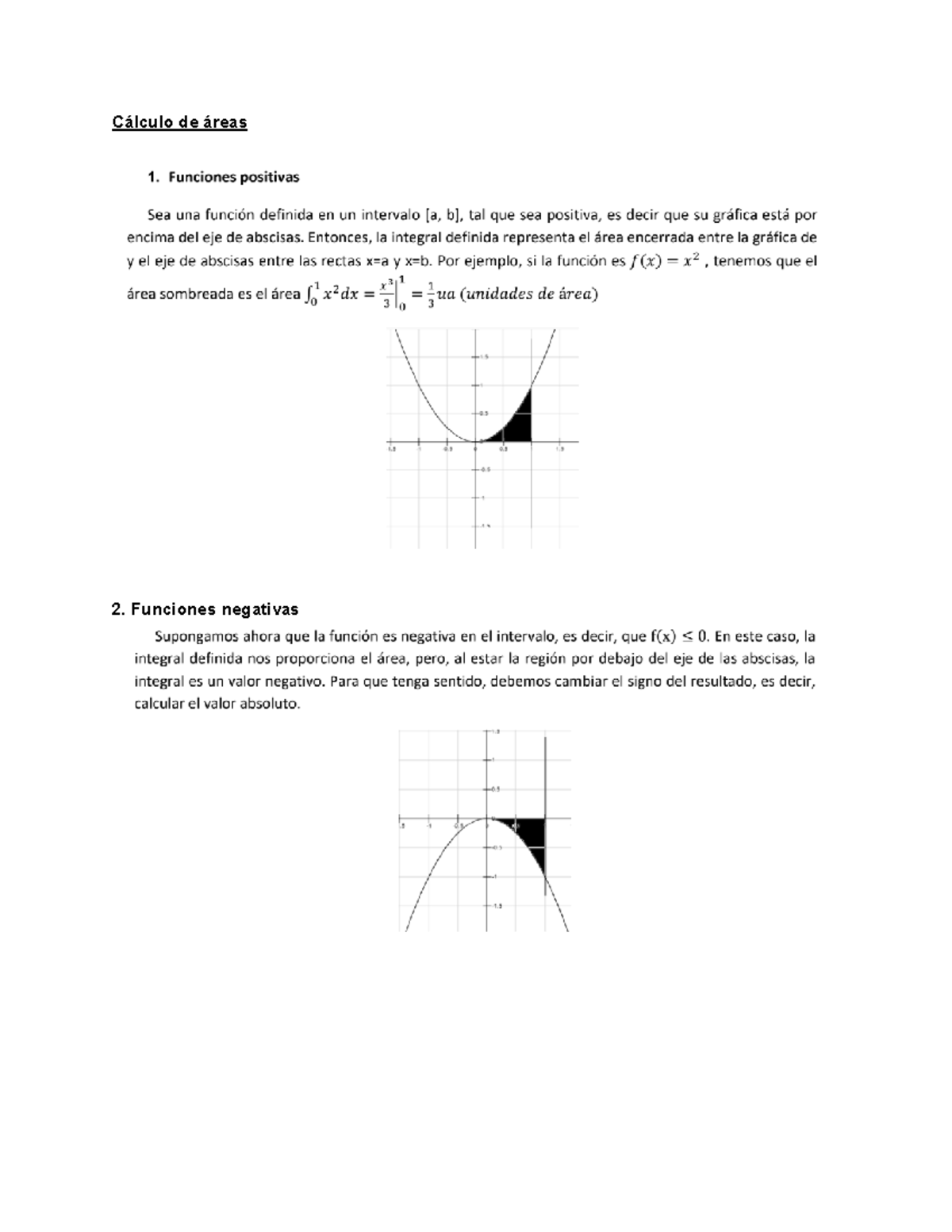 Areas - TEORIA DE AREA - Matematica I - Cálculo de áreas 2. Funciones ...