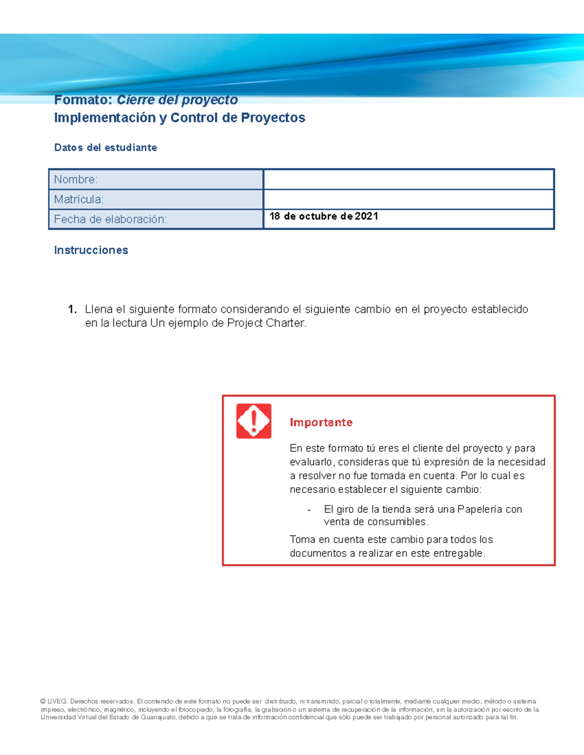 Cierre de proyecto - Nota: 8 - Implementación y control de proyectos ...