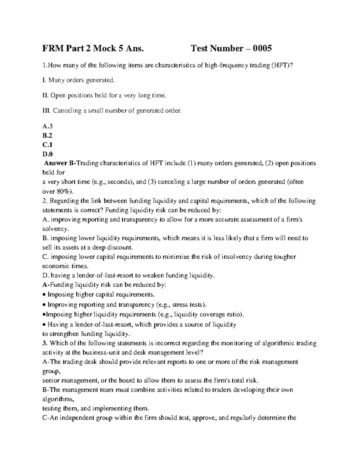 FRM Part 2 Mock 5 Ans - FRM Part 2 Mock 5 Ans. Test Number – 0005 1 ...