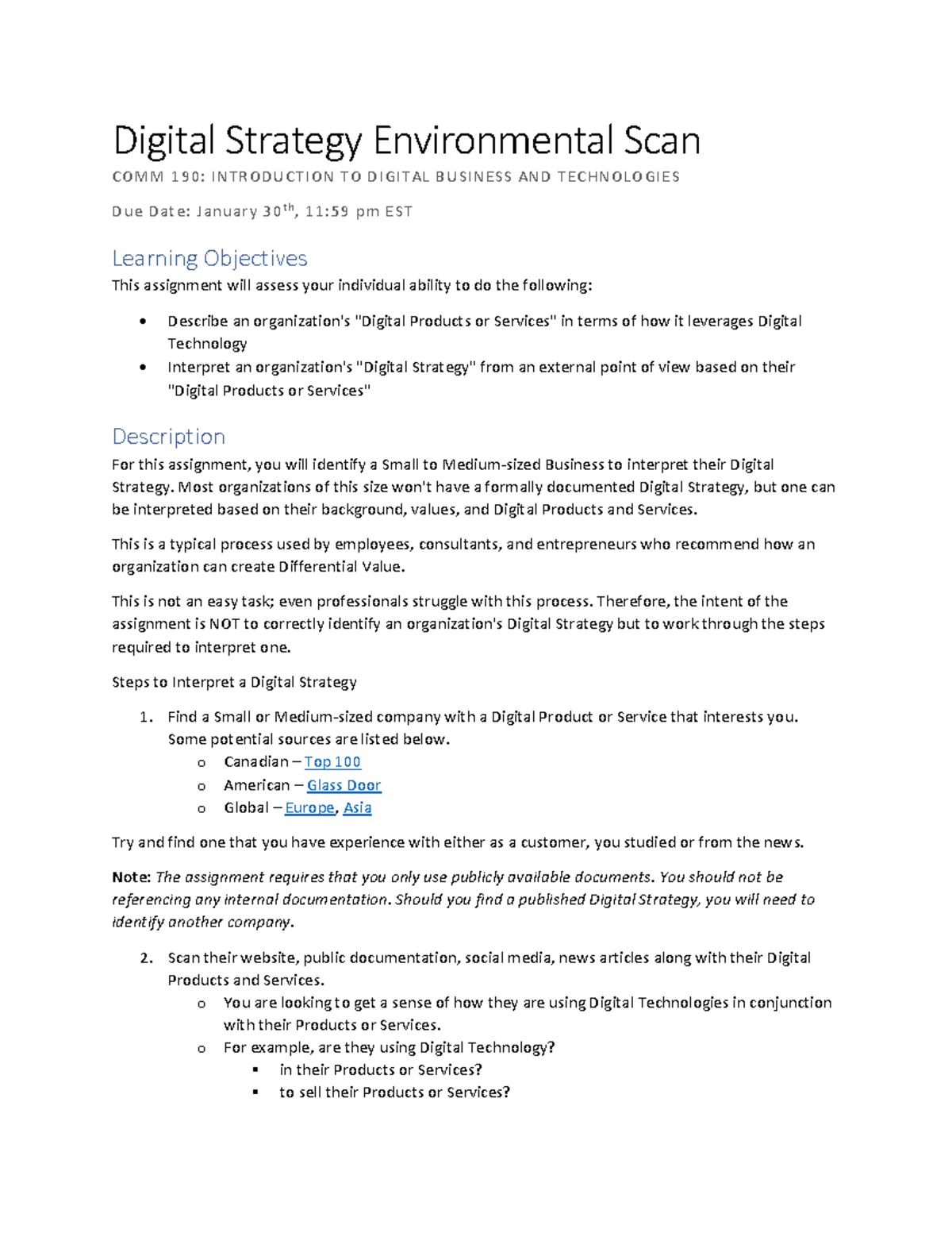 Digital Strategy Environmental Scan - Most organizations of this size ...