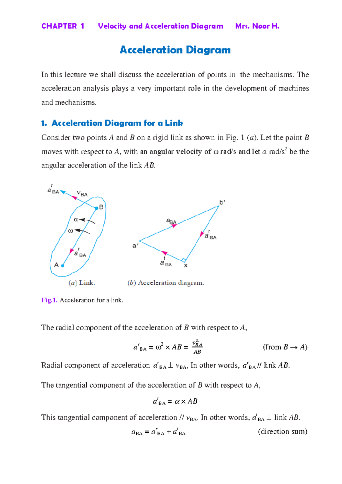 meen 204 lecture3 strength of materials - Acceleration Diagram In this ...