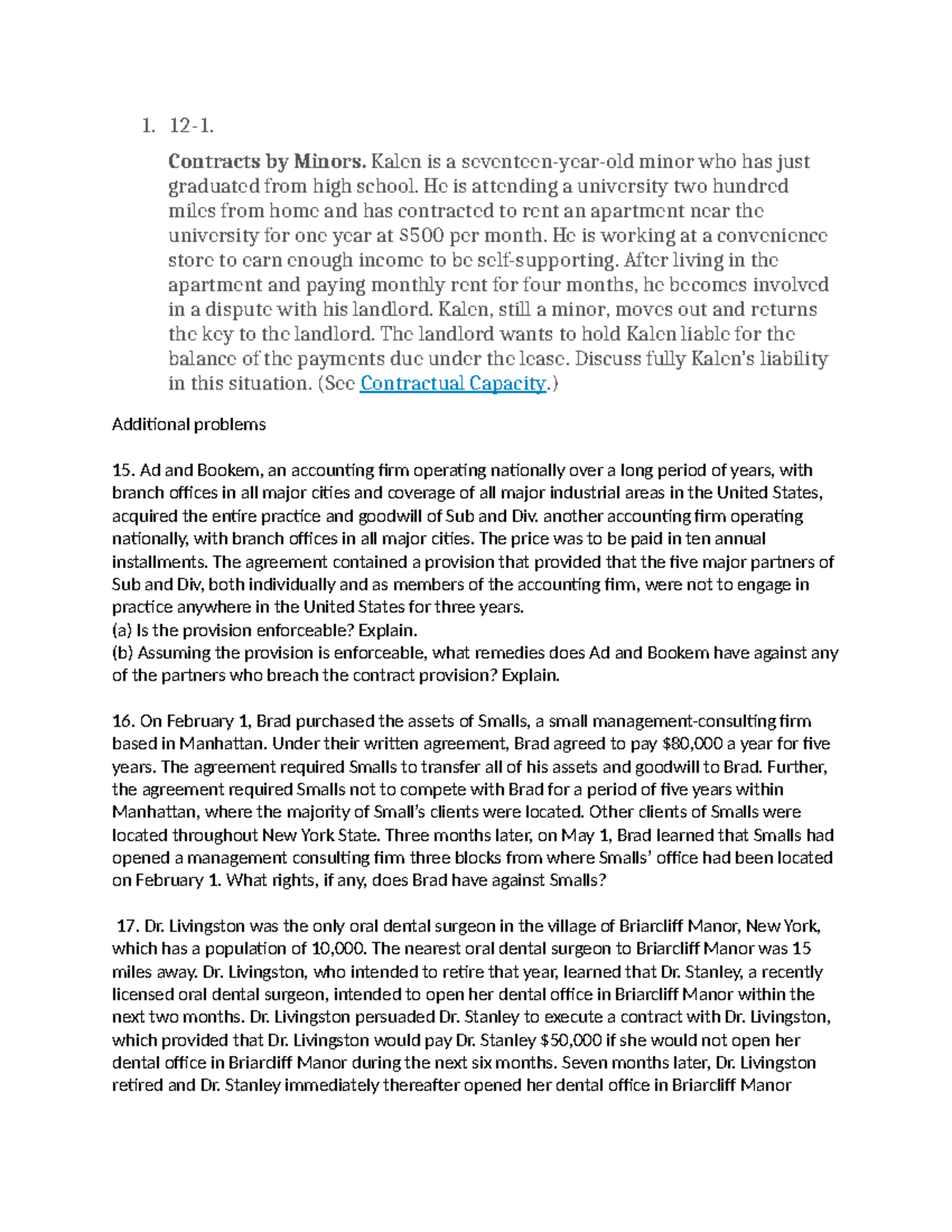 chapter 12 practice materials, case study - 1. 12-1. Contracts by ...