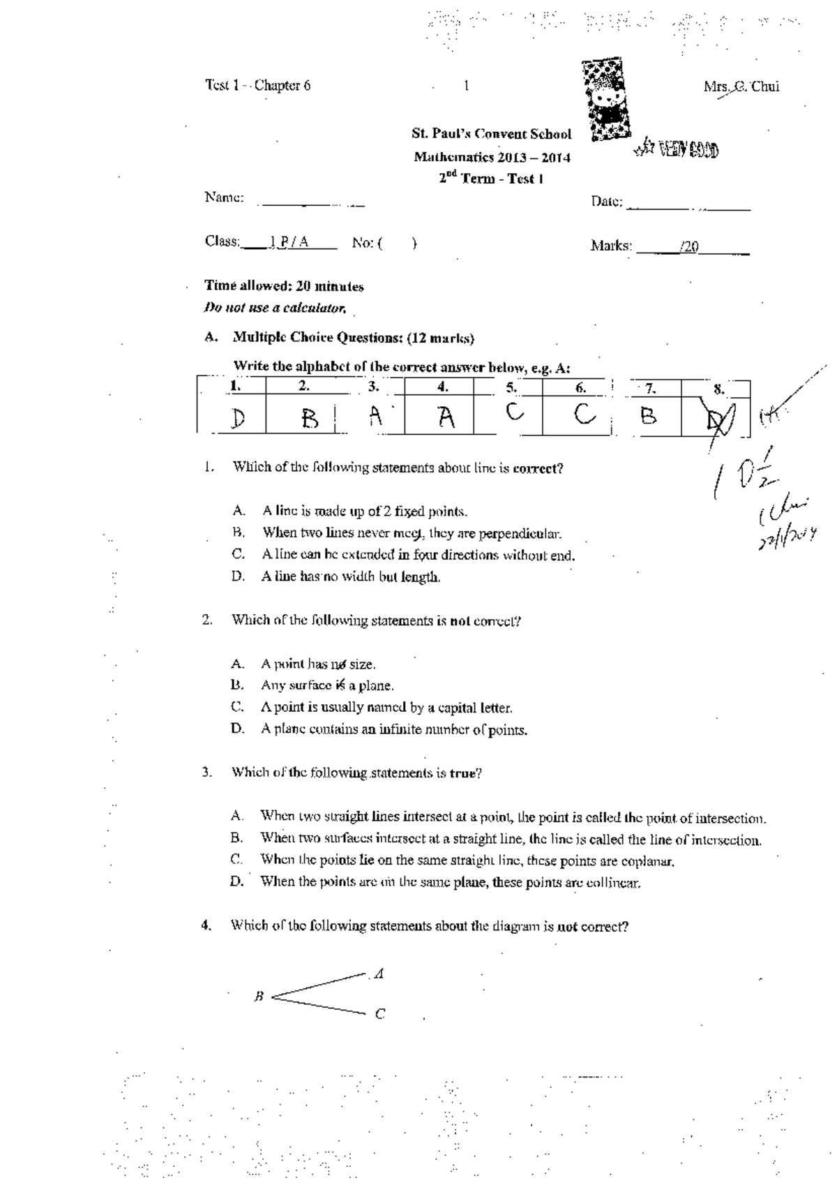2013-14 F1 Maths 2nd Term Chapter Test - Acturial Math - Studocu