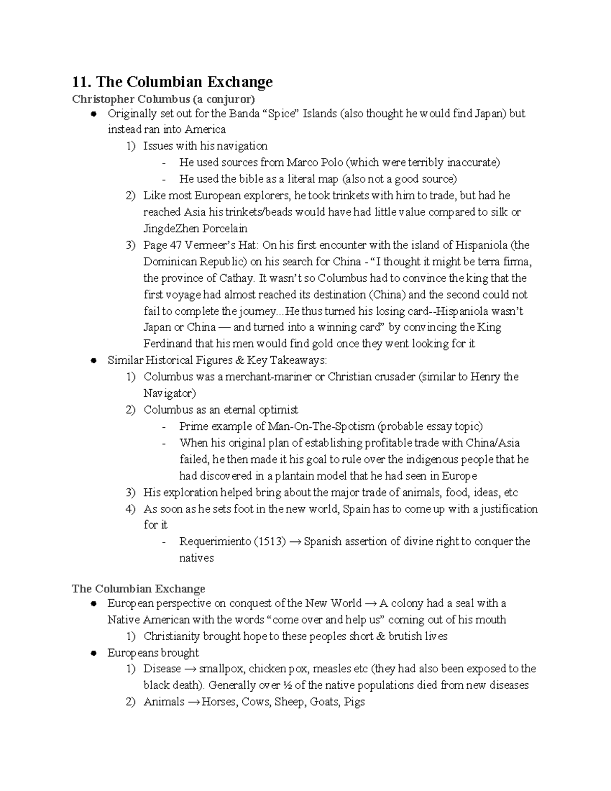 Globalization Midterm II Review - 11. The Columbian Exchange ...
