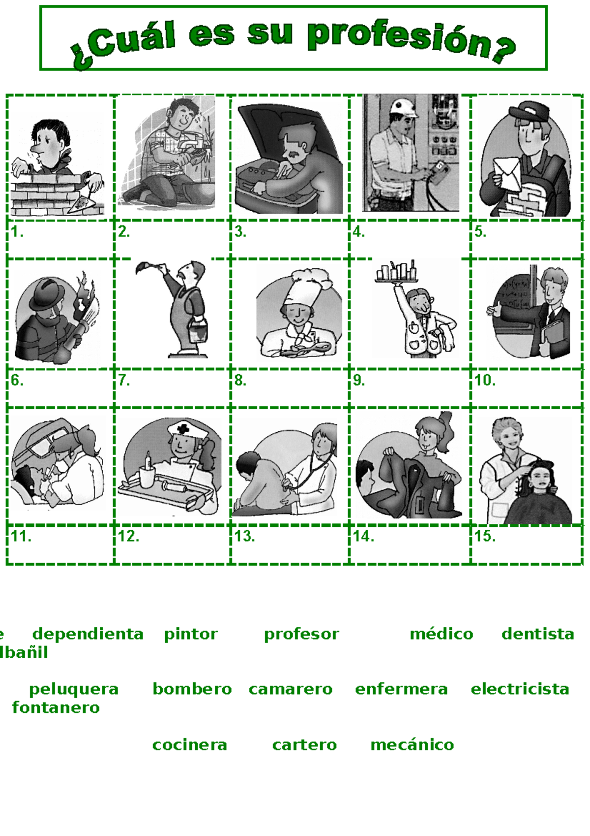 Cual es su profesion - SPANISH 201 BEGINNER SPANISH - 1. 2. 3. 4. 5. 6 ...