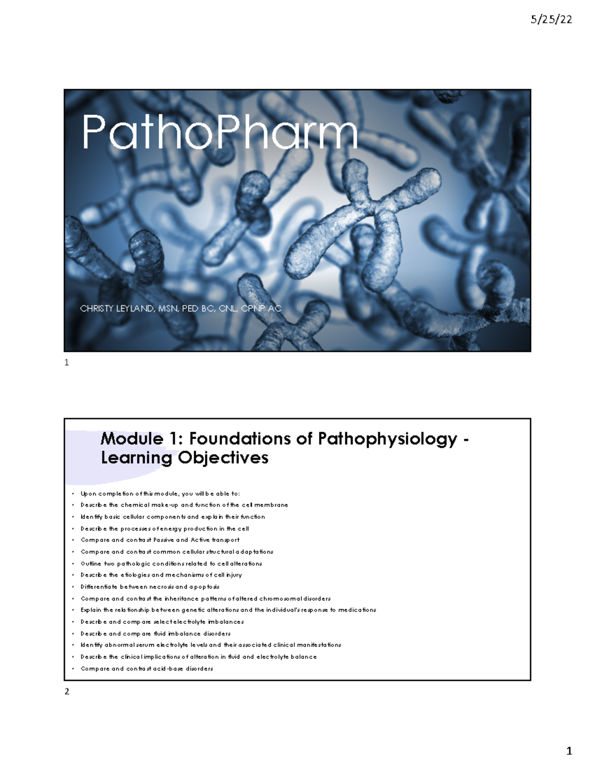 Mod 1 Revised PDF - powerpoint - ####### 1 PathoPharm CHRISTY LEYLAND ...