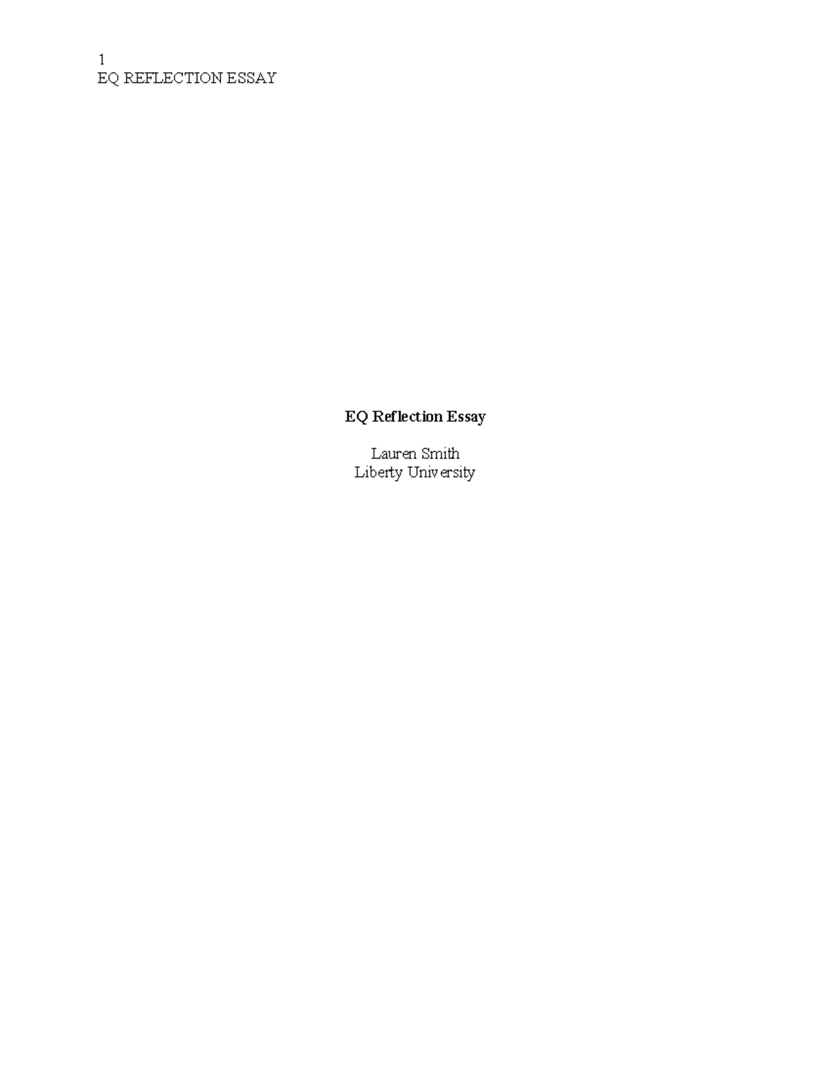 EQ Reflection Essay - EQ REFLECTION ESSAY EQ Reflection Essay Lauren ...