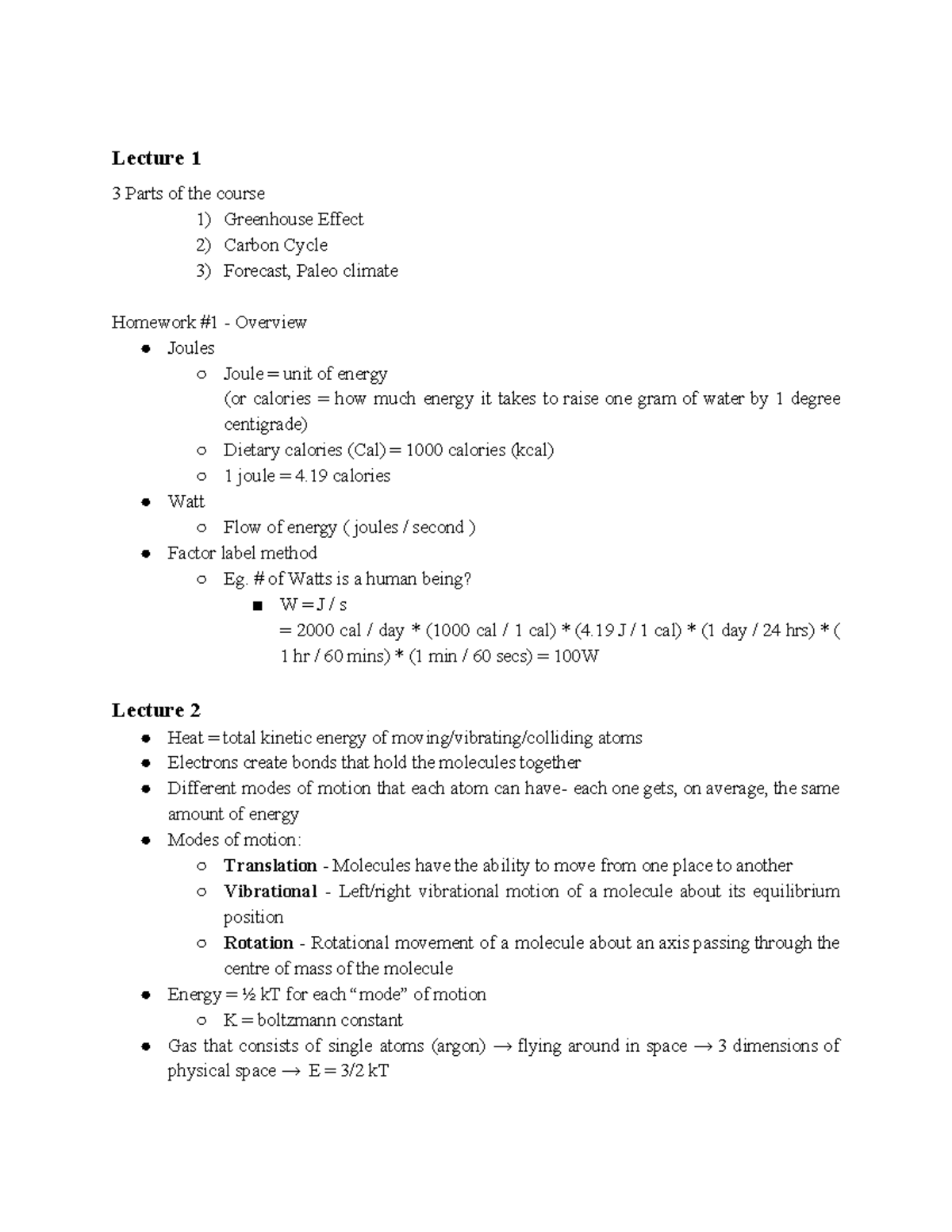Lectures 1 and 2 Summaries - Lecture 1 3 Parts of the course 1 ...