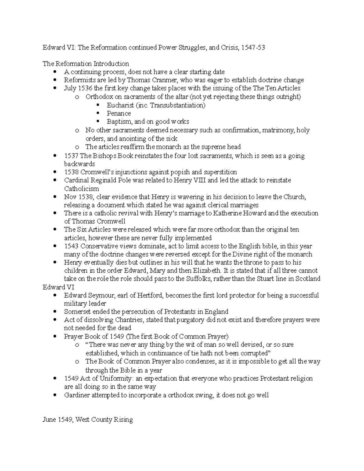 Edward VI: The Reformation continued Power Struggles, and Crisis, 1547 ...