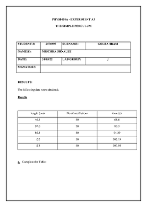 PHYS1001 - Wits University - Physics Auxiliary - Studocu