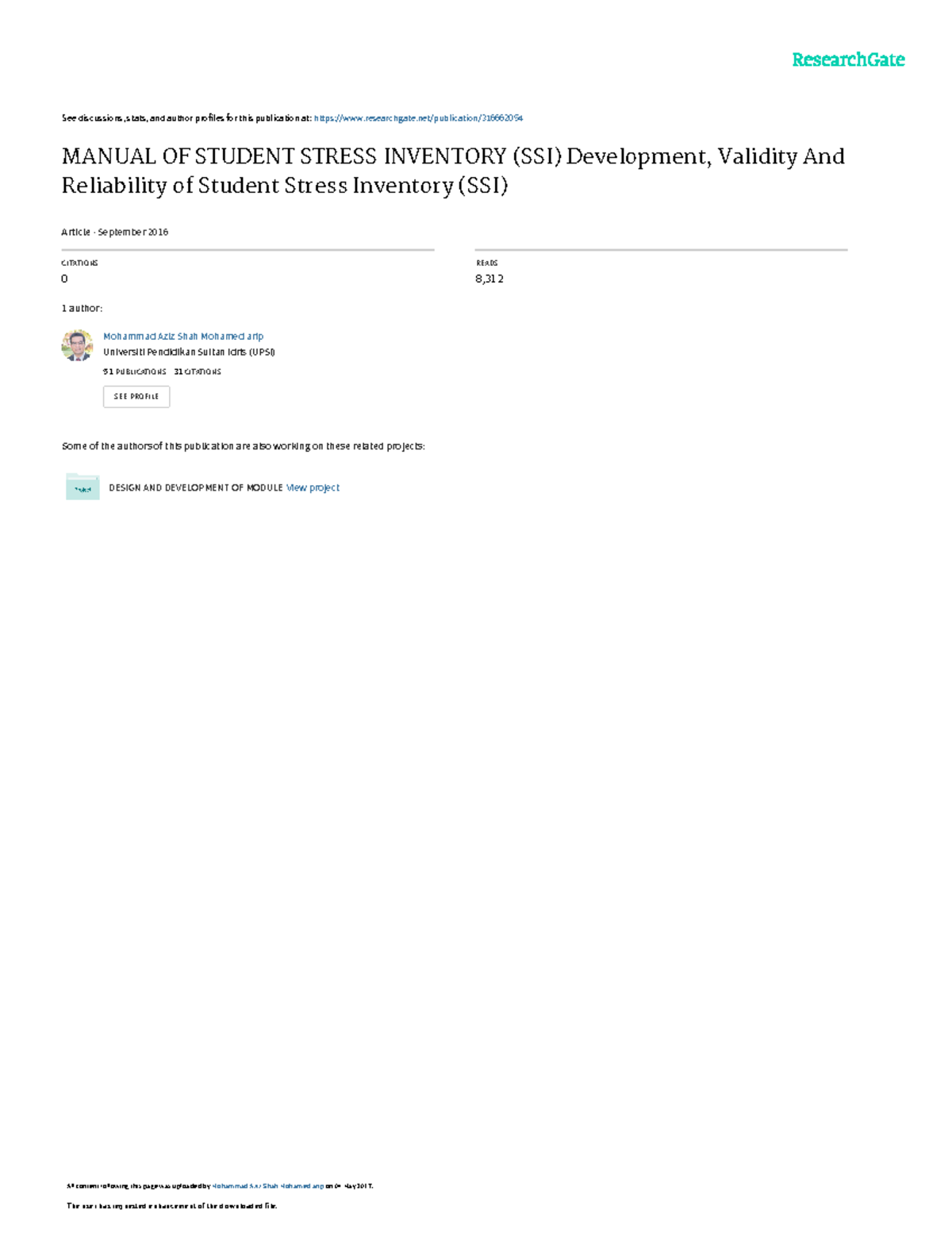 Student Stress Inventory - The user has requested enhancement of the ...