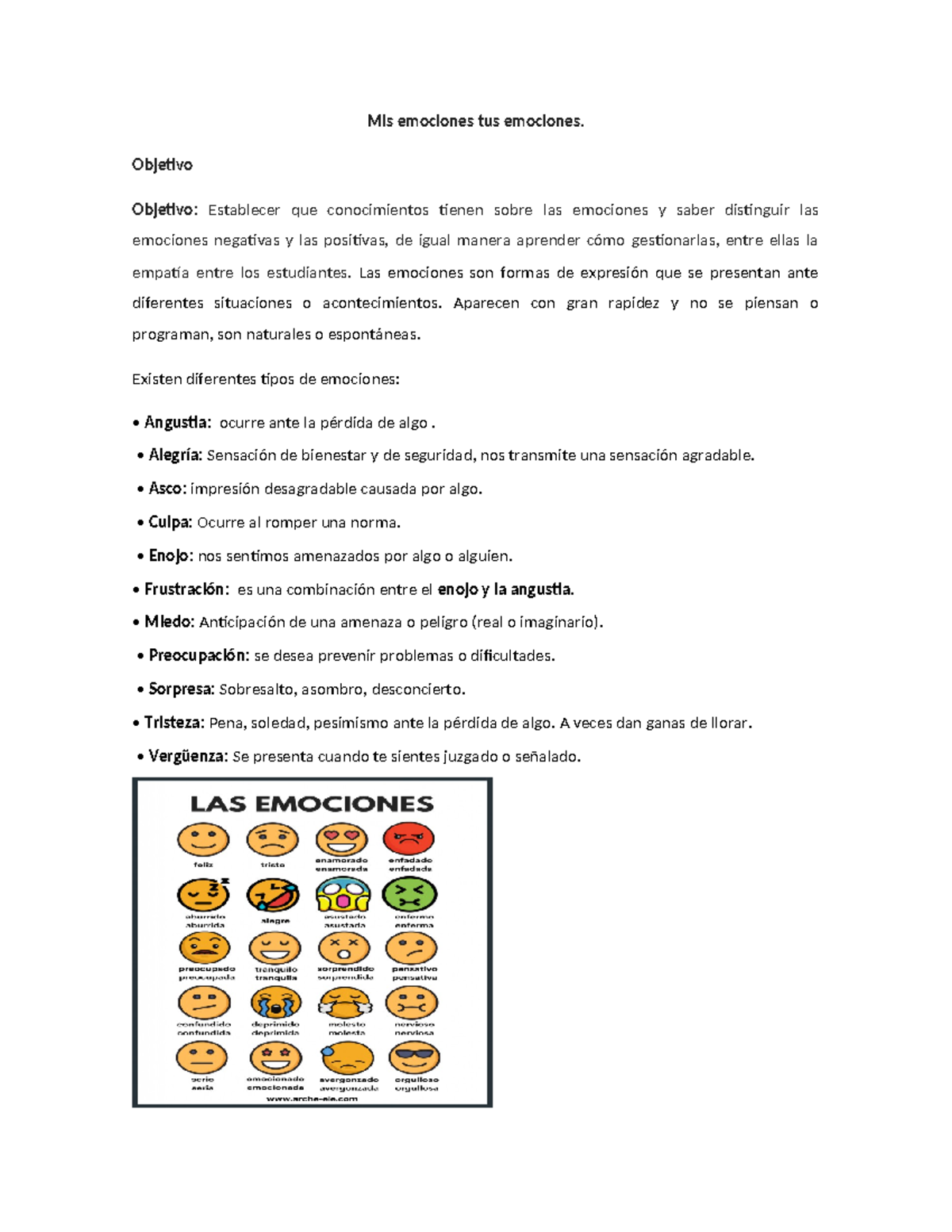 Infografia - conocer y diferenciar las emociones en mi y en ti - Mis ...